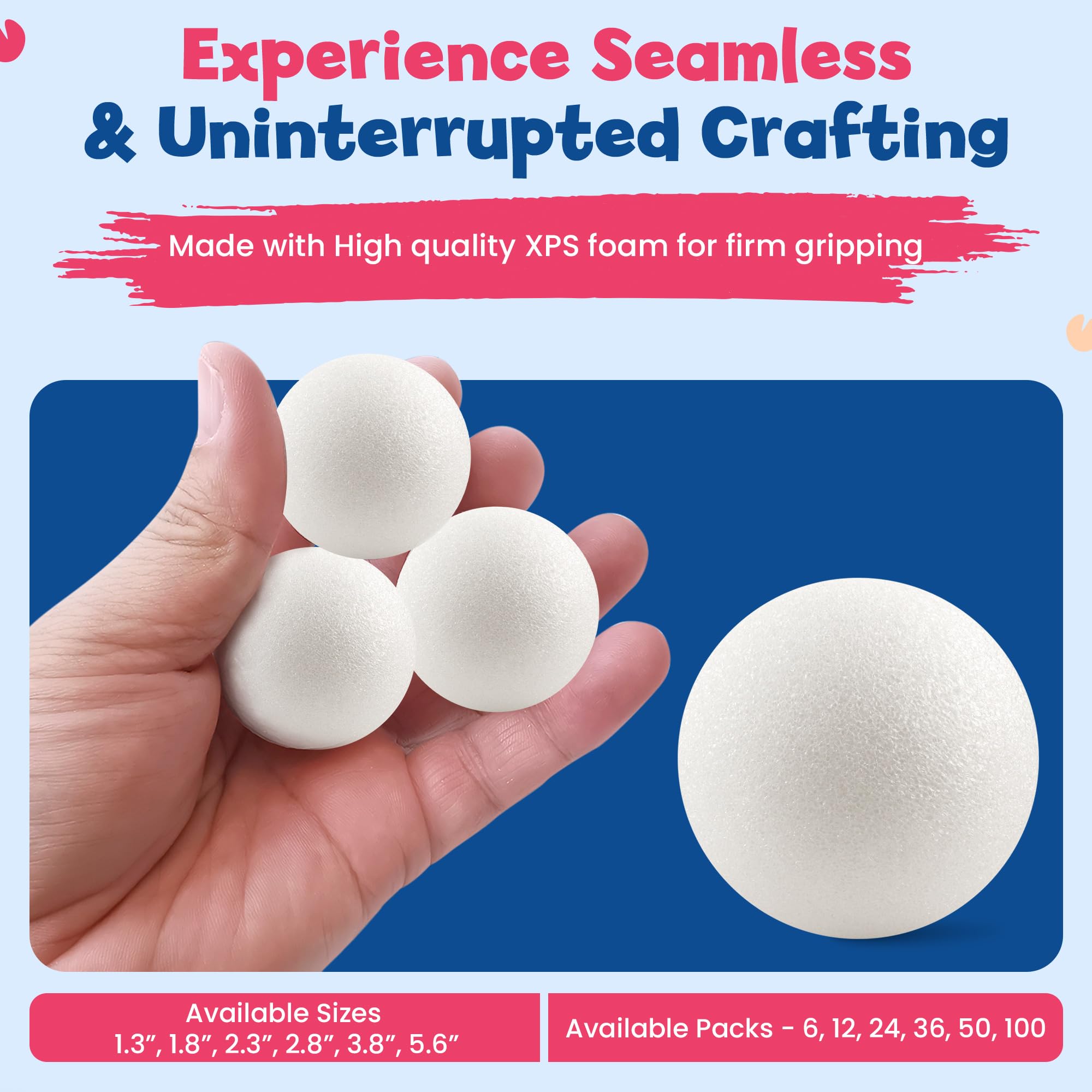 Snapklik.com : Hygloss Round Foam Balls For Crafts - 2.8-Inch White ...