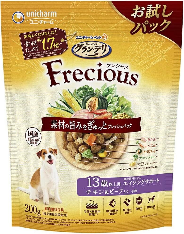 Amazon.co.jp: ユニ・チャーム Frecious 13歳以上用 チキン&ビーフ入り 200g : ペット用品