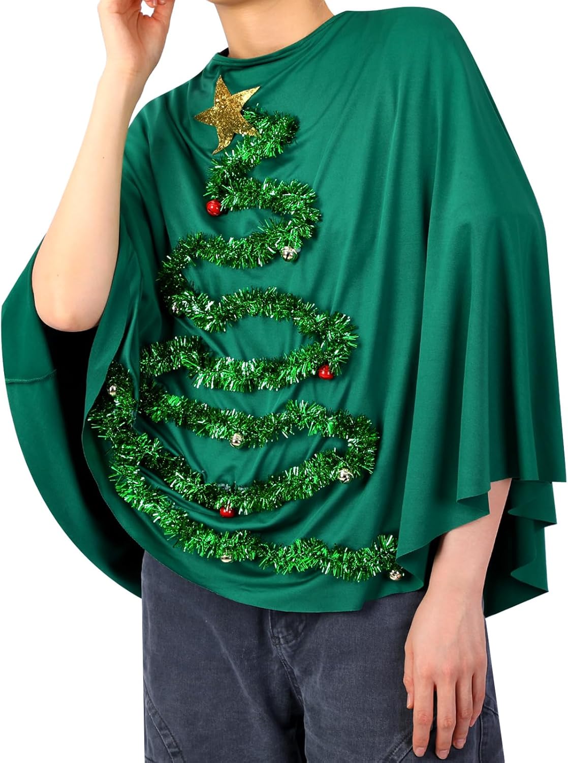 Amazon.com: Bonuci Christmas Tree Poncho Costume Christmas Poncho Cloak ...