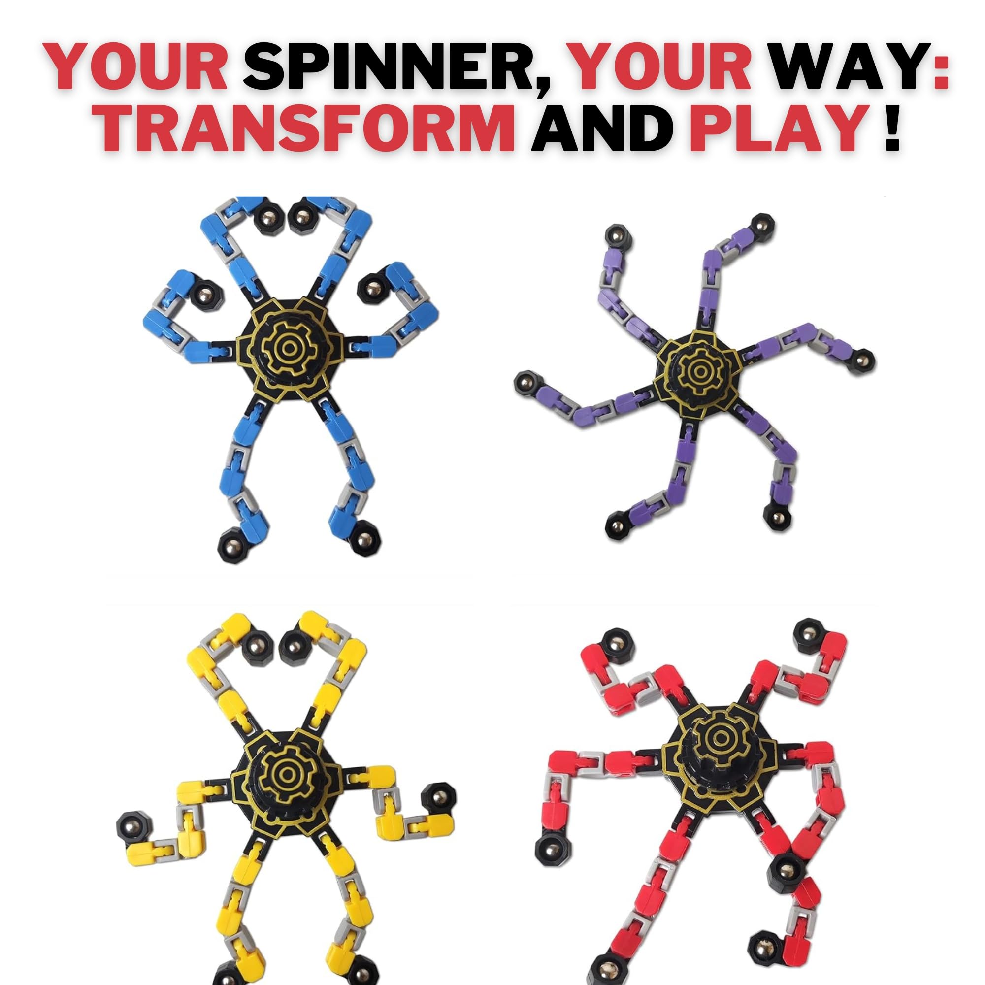 Snapklik.com : FIDGETVIBE 4-Pack Set - Transformable Fidget Spinners ...