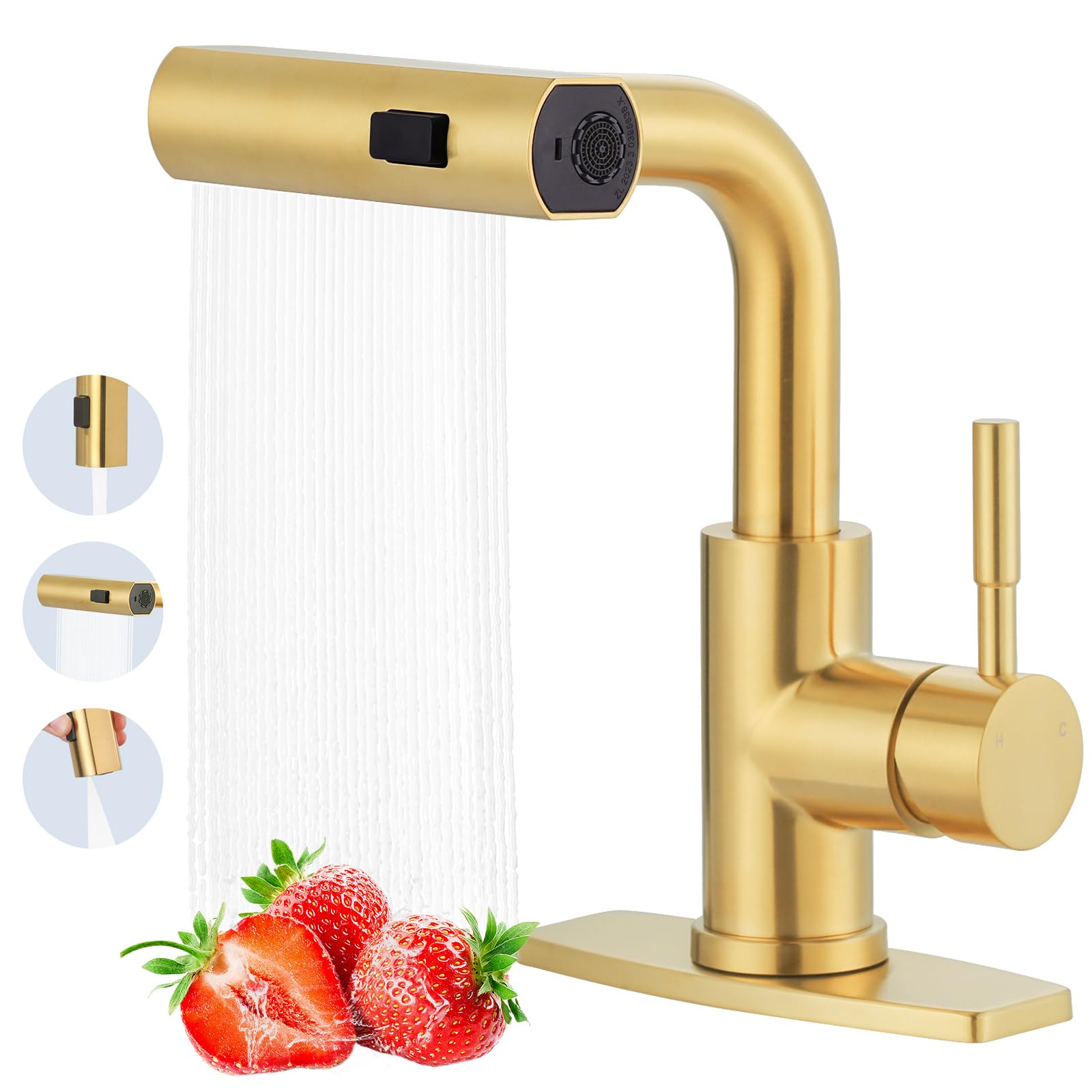 ALEASHA Bar Sink Faucet Single Hole,3 Water Modes Wet Bar Faucets with ...