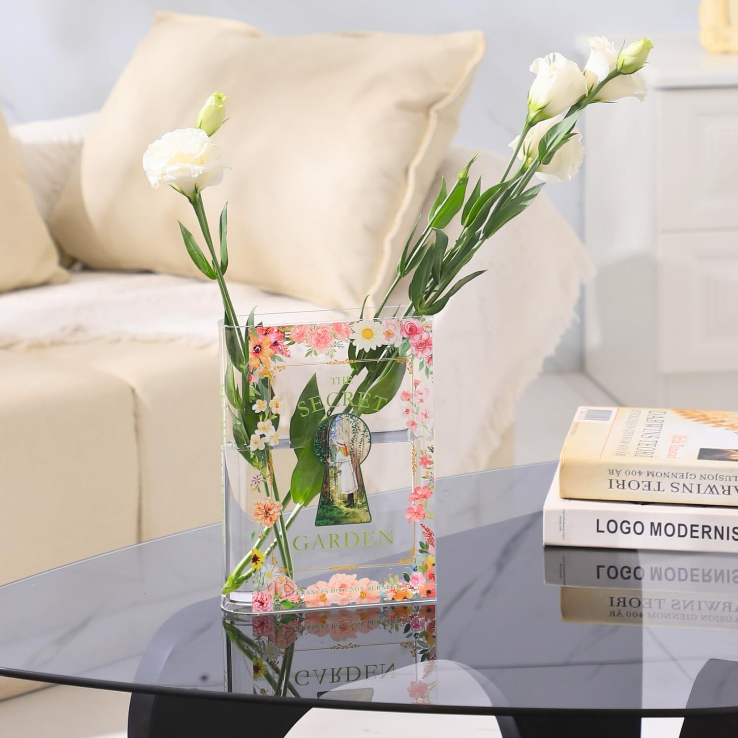 PORPAN Book Vase, Acrylic Book Vase for Flowers, Book Flower Vase ...