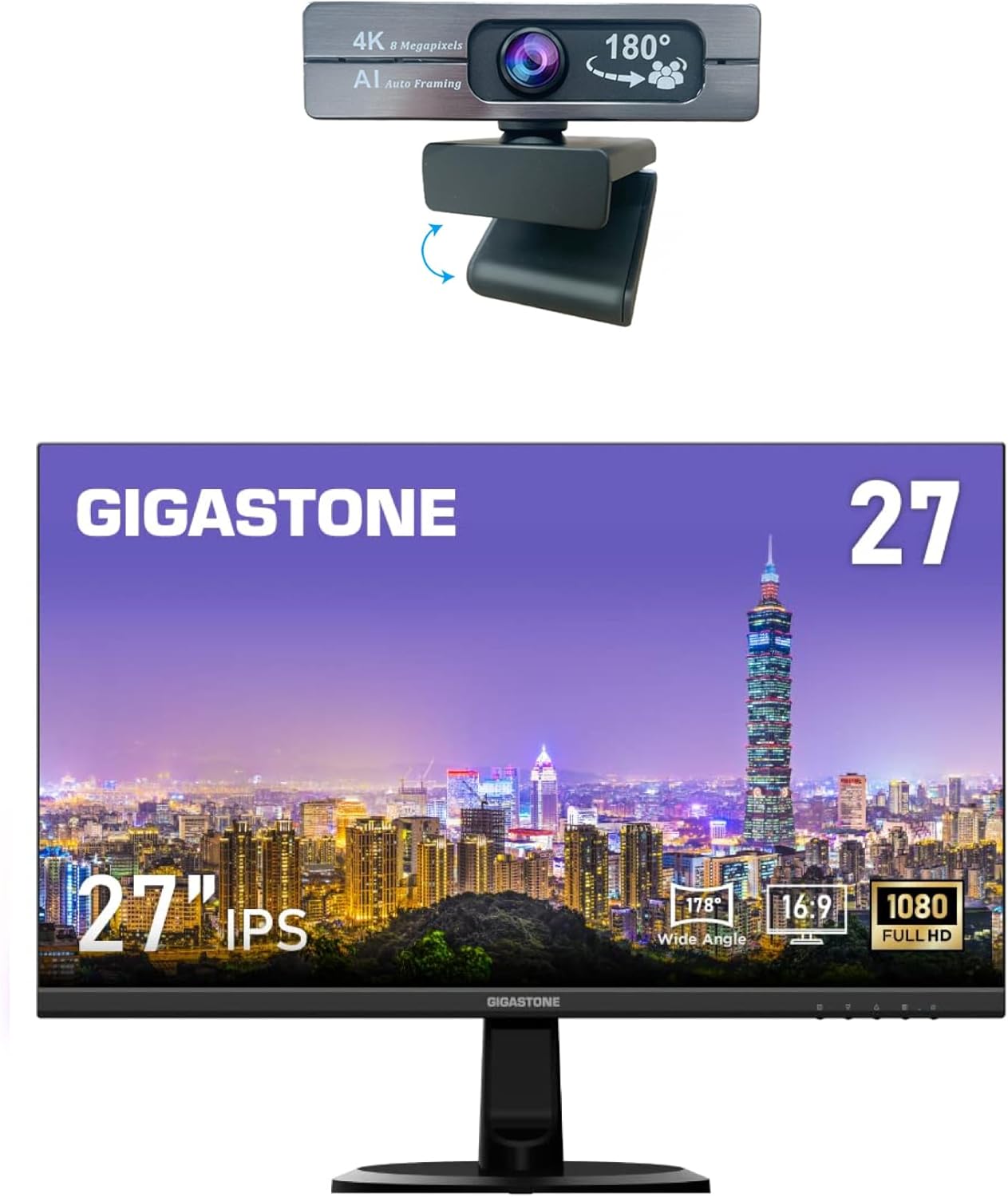 Amazon.com: Gigastone Monitor and Webcam Bundle, 27 inch IPS LED Back ...
