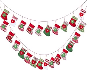 Amazon.com: Kesoto Fillable Advent Calendar Garland 24 Stocking Socks ...
