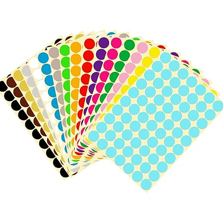 16 Sheets 1120 Pcs Sticky Coloured Dots Round Dot Labels Stickers Self ...