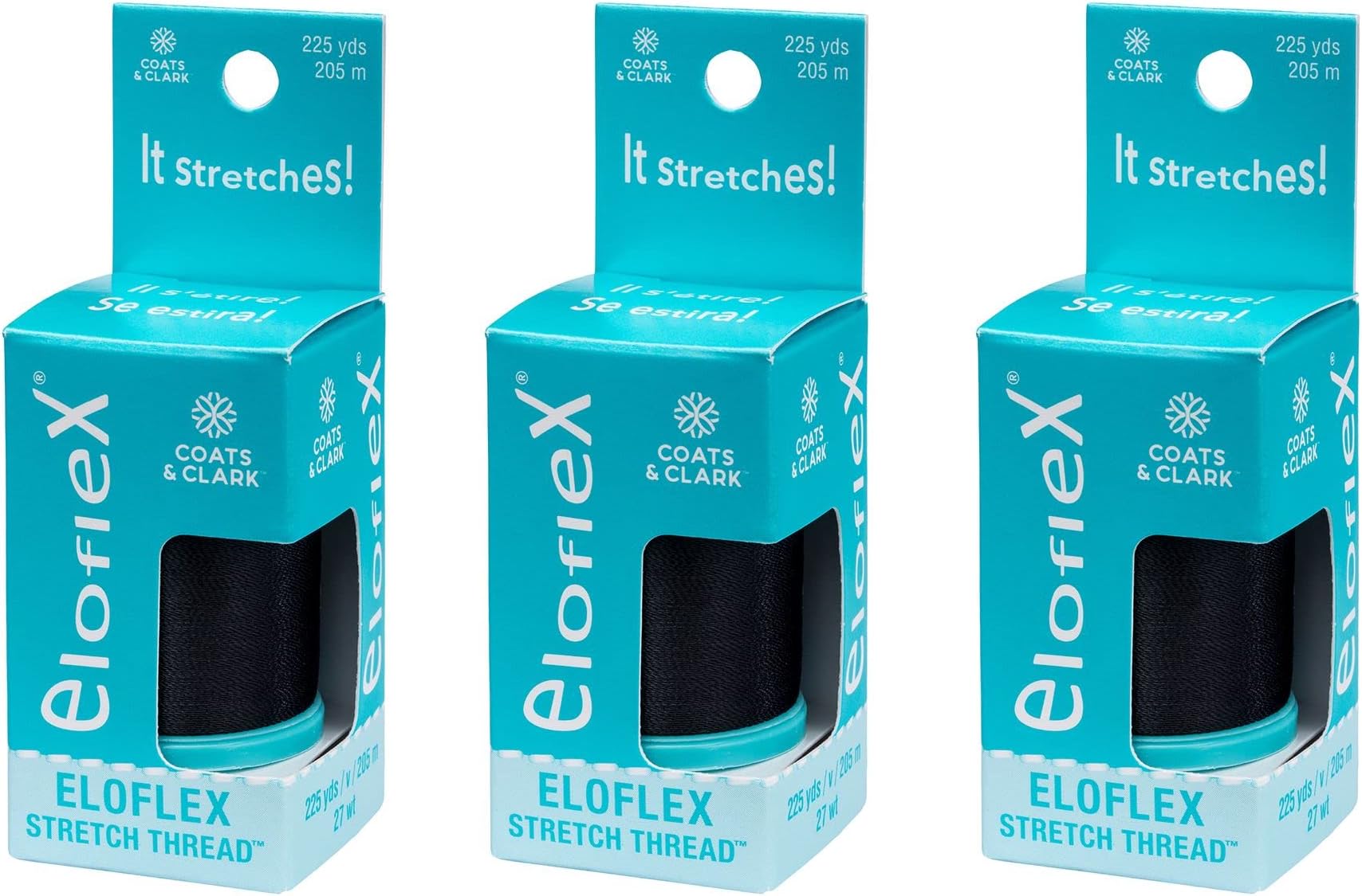 Amazon.com: C&C Eloflex Streatchable Thread 3 - Pack of Black Thread ...