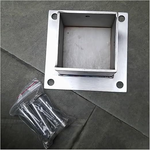 2 Pack Square Column Base Plate, Enclosed Bottom Wood Fence Post Anchor ...