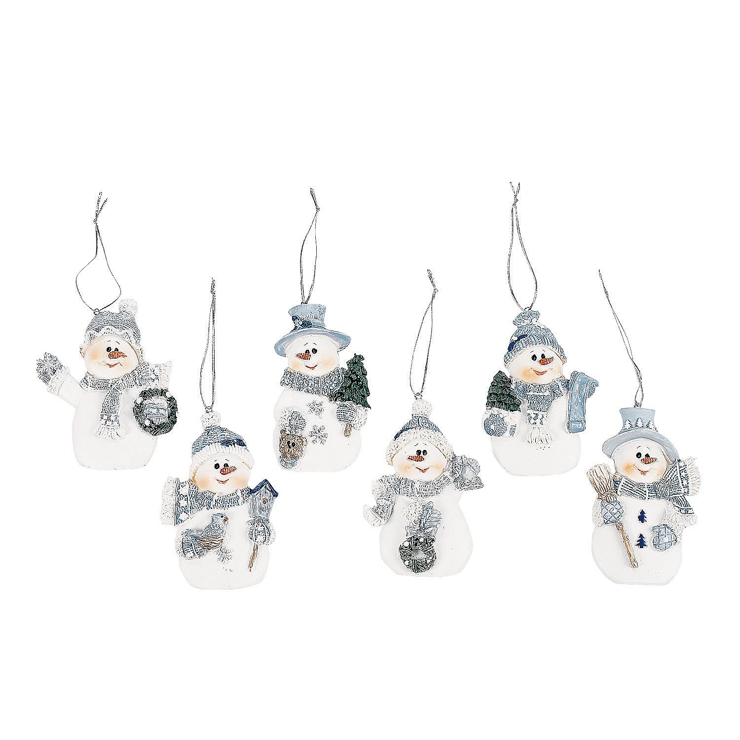 Amazon.com: Resin Blue Snowman Christmas Ornaments (Pack of 12) : Home ...