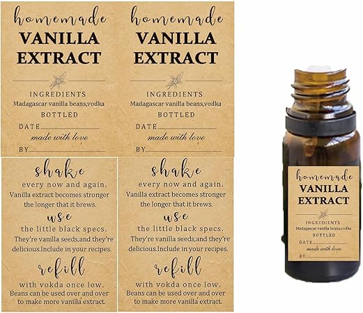 Amazon.com : 48 Pack Kraft Homemade Vanilla Extract Stickers 1.5×2 inch ...