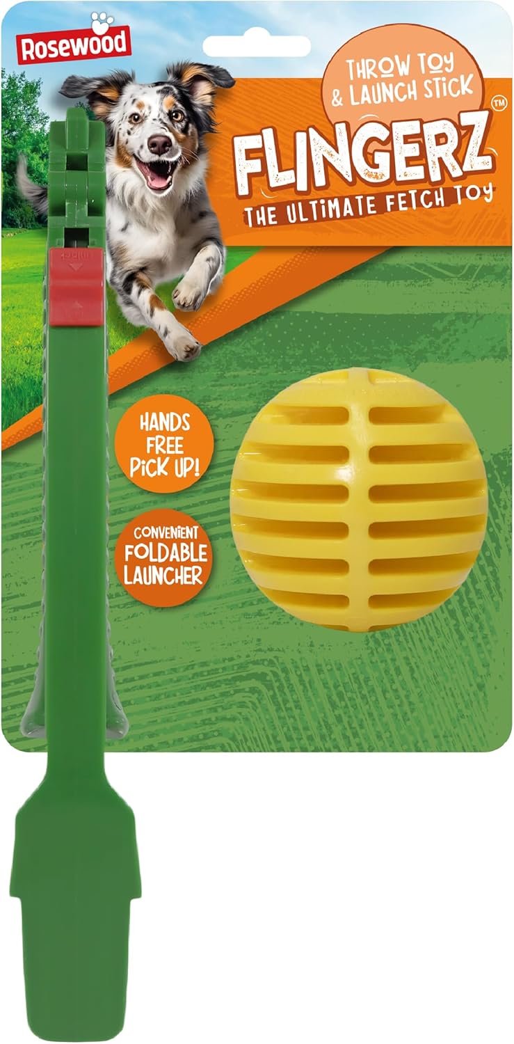 Rosewood Flingerz Treat Ball, Dog Ball Launcher - Interactive Fetch Toy ...