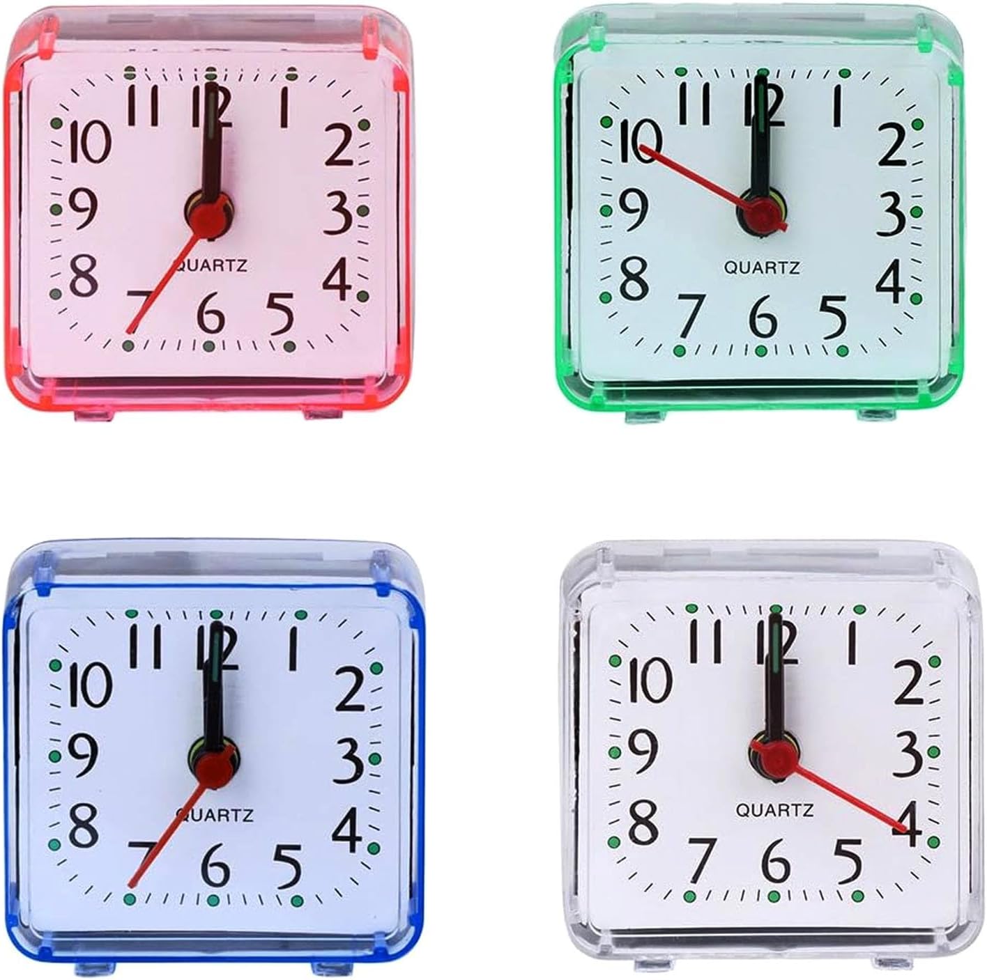 Tniytru Small Alarm Clock 4-Pack - Silent Battery Powered Bedside ...