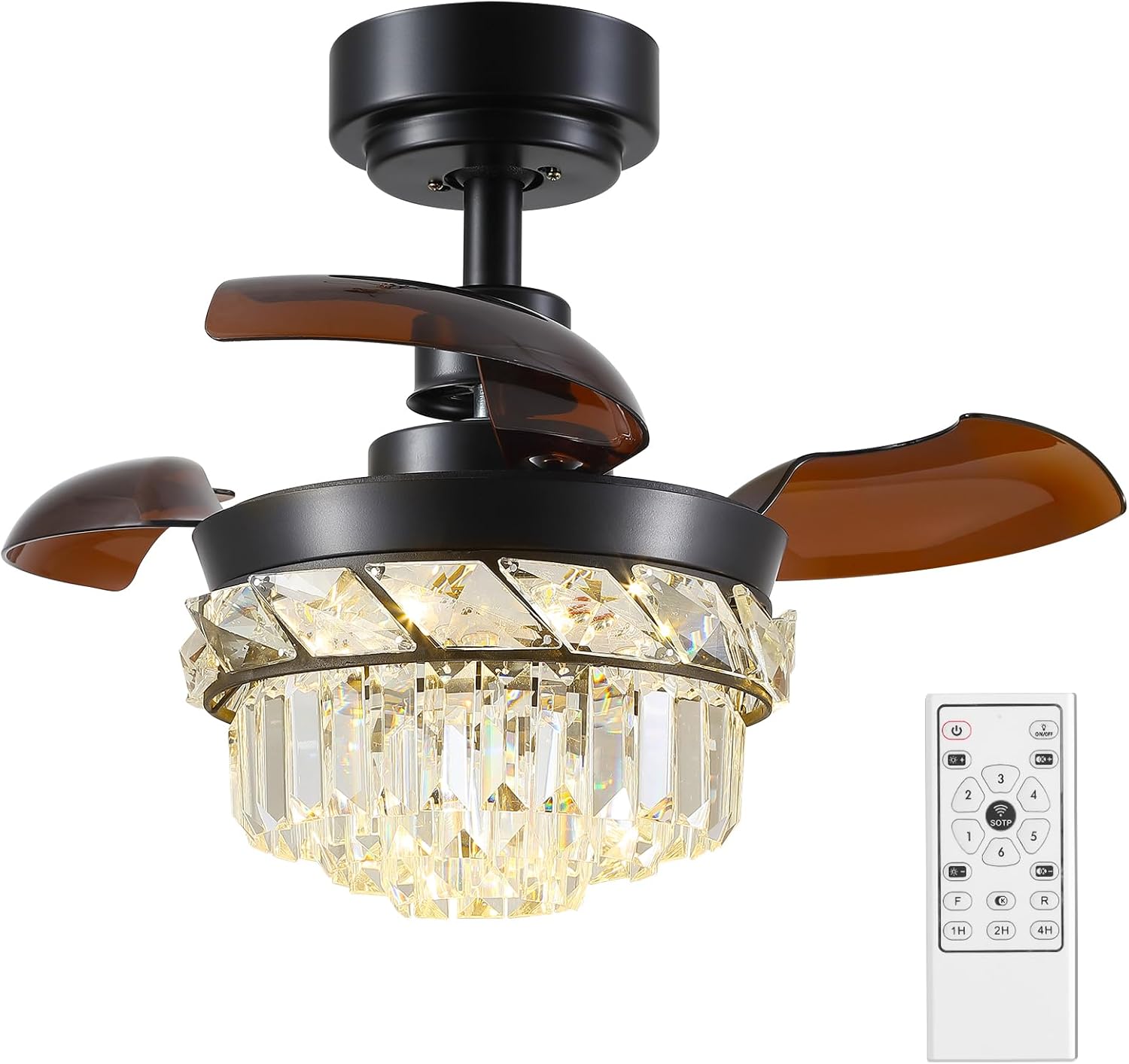 Amazon.com: Mpayel 24" Small Ceiling Fan - Crystal Retractable Ceiling ...
