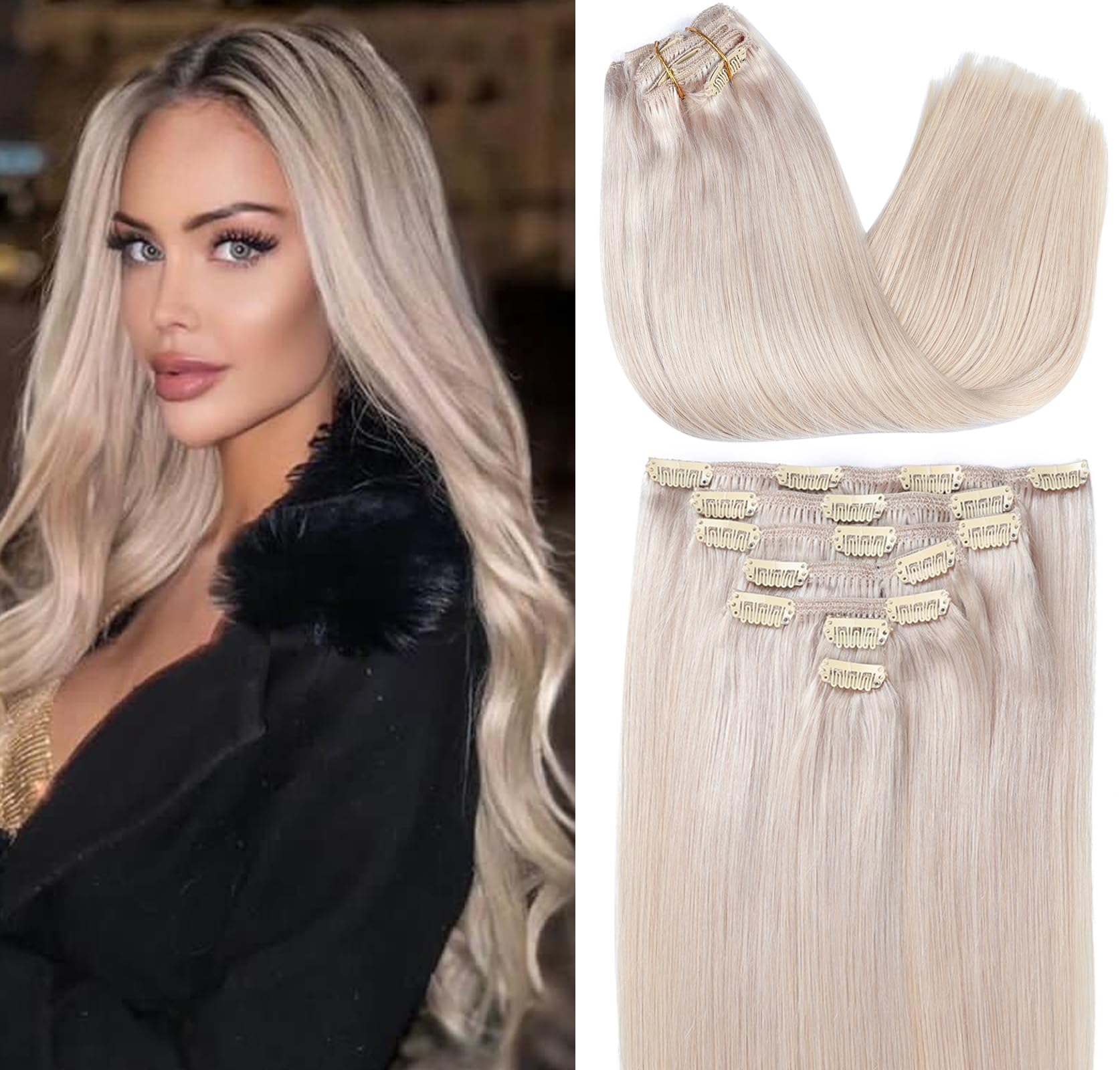 Amazon.com : ORIGEN Clip in Hair Extensions Real Remy Human Hair ...
