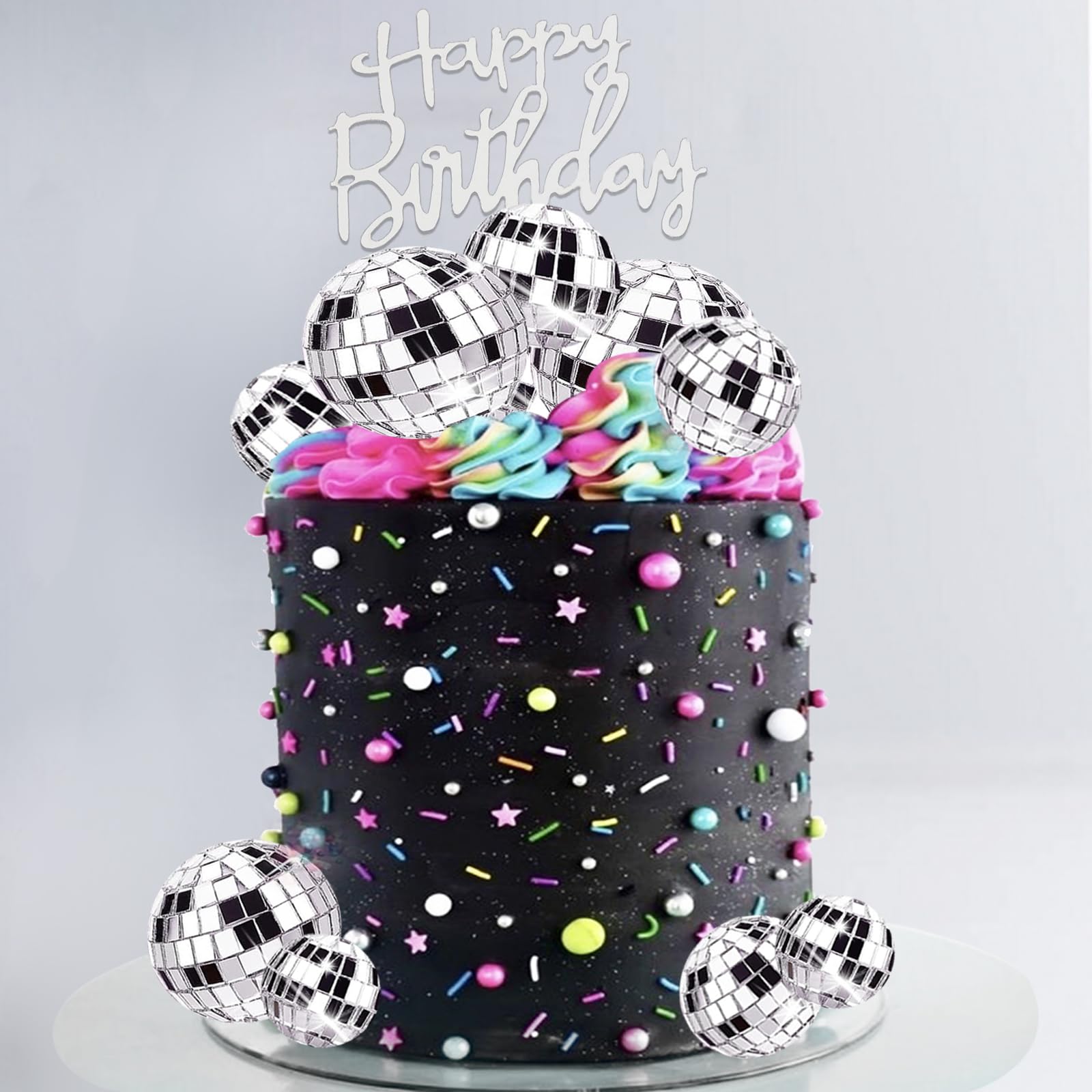 Amazon.com: 23Pcs Disco Ball Cake Toppers Silver Disco Balls Cake ...