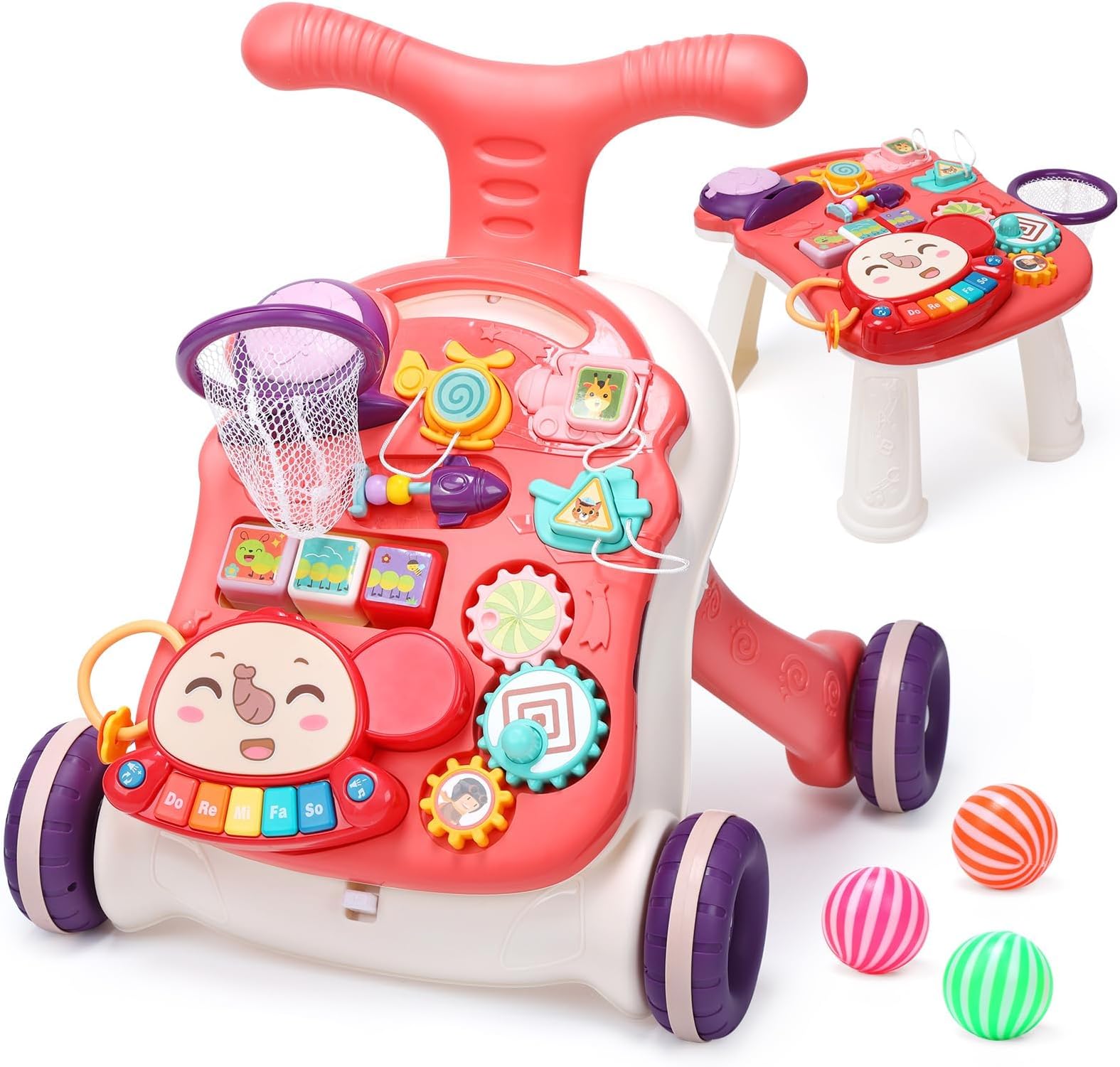 CUTE STONE Baby Learning Walker for Boys Girls, 2 in 1 Sit-to-Stand ...