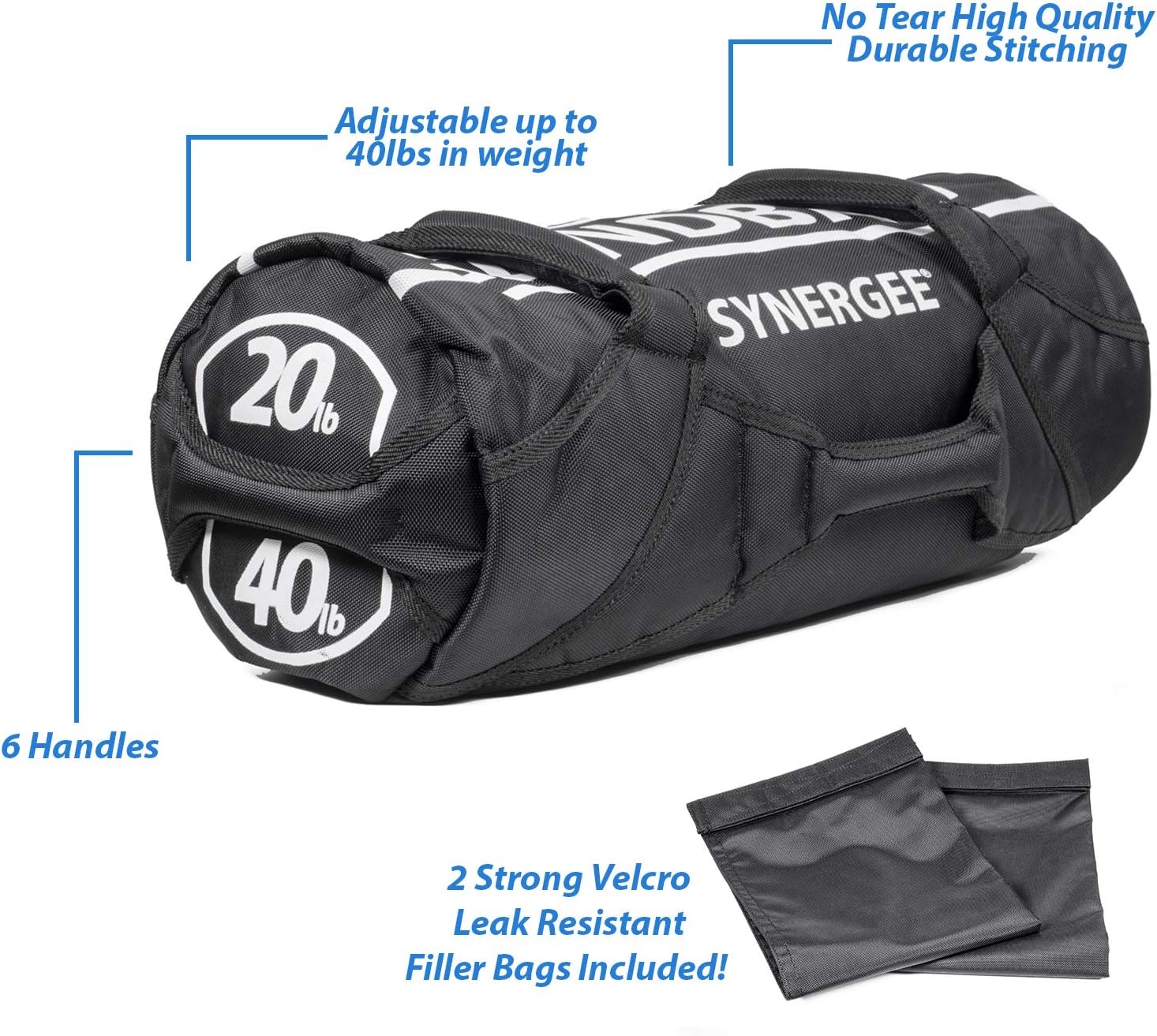 Synergee Adjustable Sandbag for Fitness - Up to 40lbs - Adjustable ...