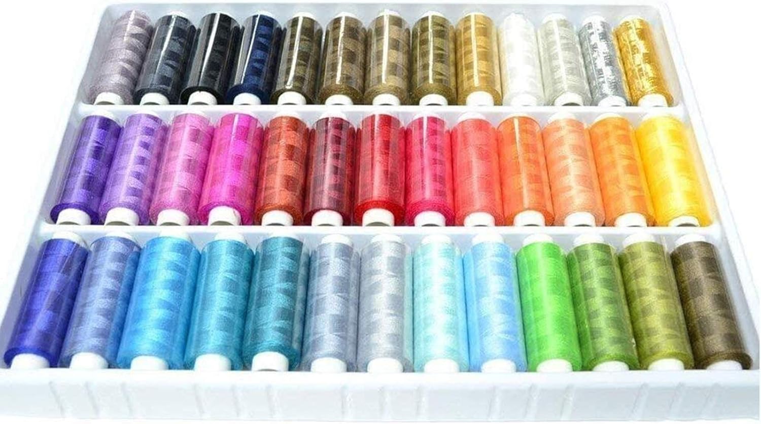OFKP 39 Pcs Spools Rainbow Assorted Colour Colors Polyester Sewing ...