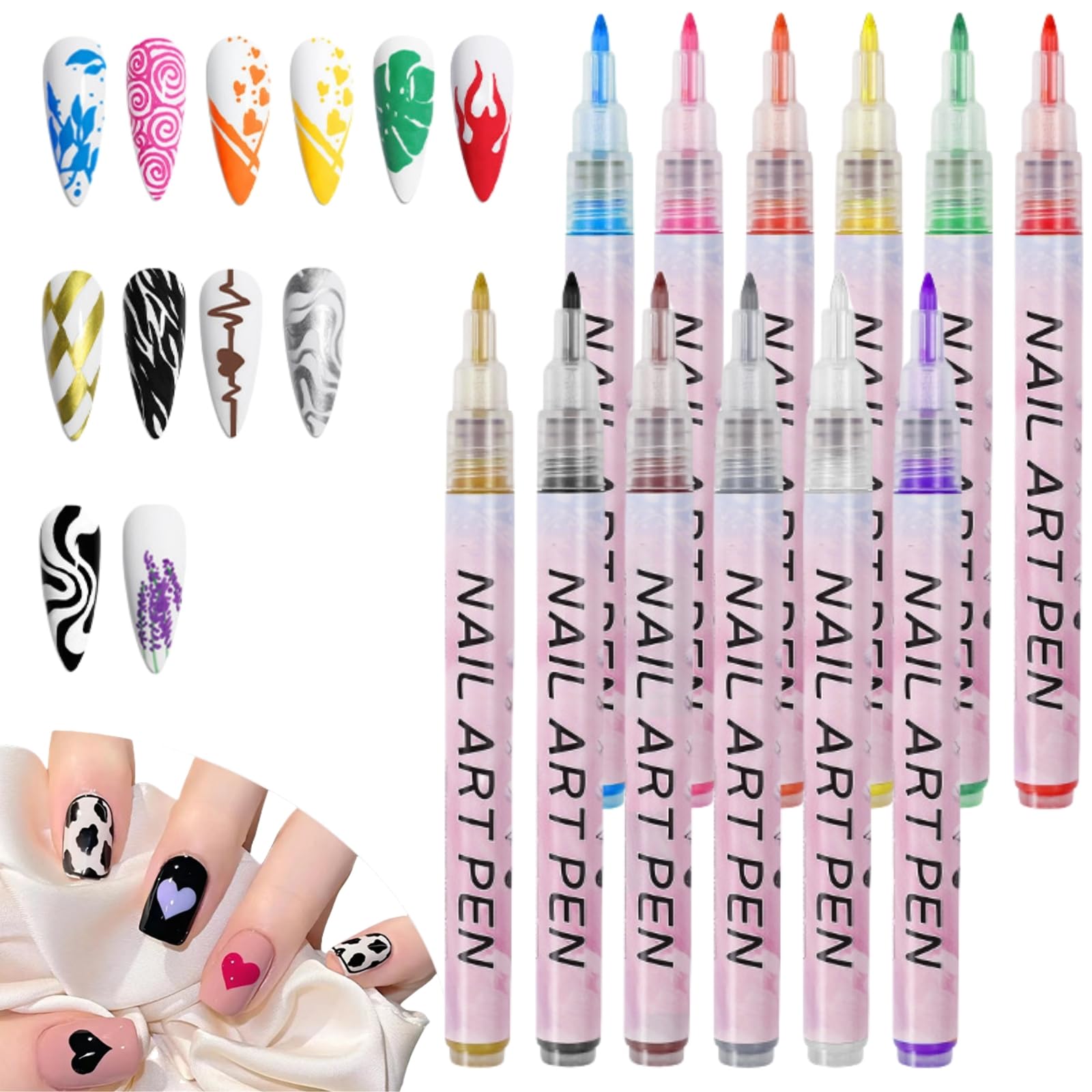 Nail Art Pens,12 Colors Nail Art Graffiti Pen Nail Drawing Pen ...