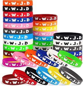 Amazon.com: VICROIC 30 PCS WWJD Rubber Bracelets, Colorful Silicone ...