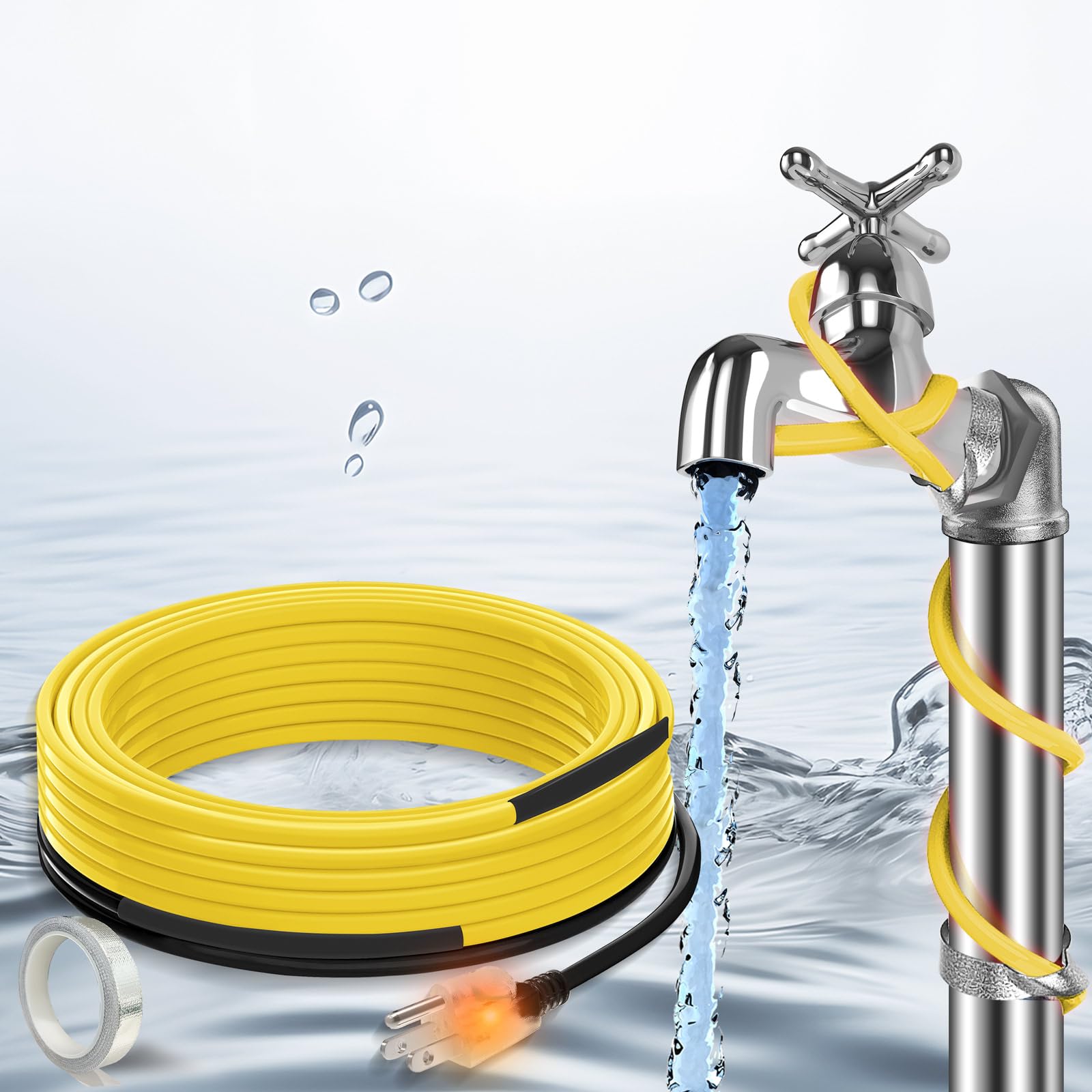 25 Feet Pipe Heat Cable for Water Pipe Freeze Protection, Self ...