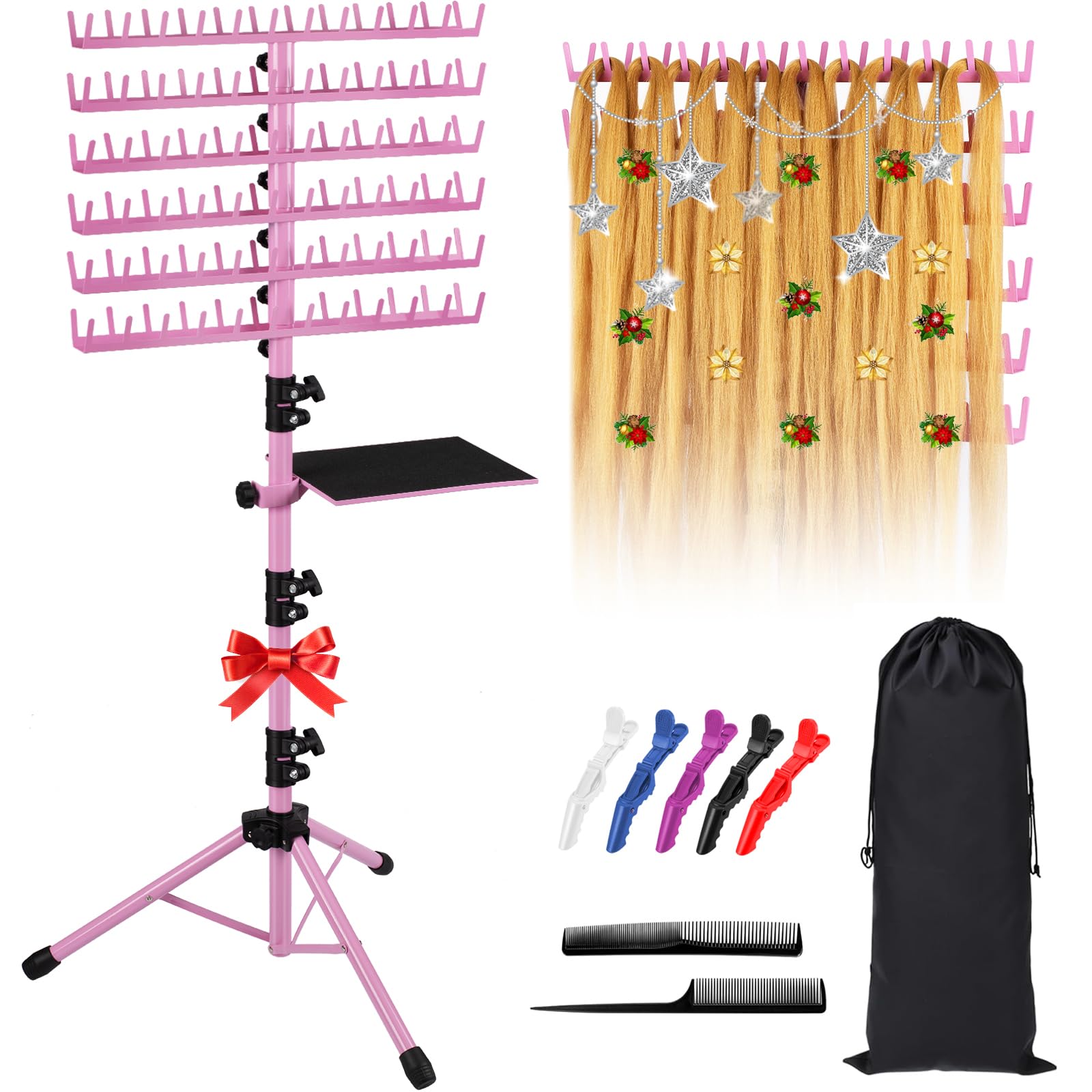 Amazon.com: Klvied Braiding Hair Rack Standing 144 Pegs, Heavy Duty ...