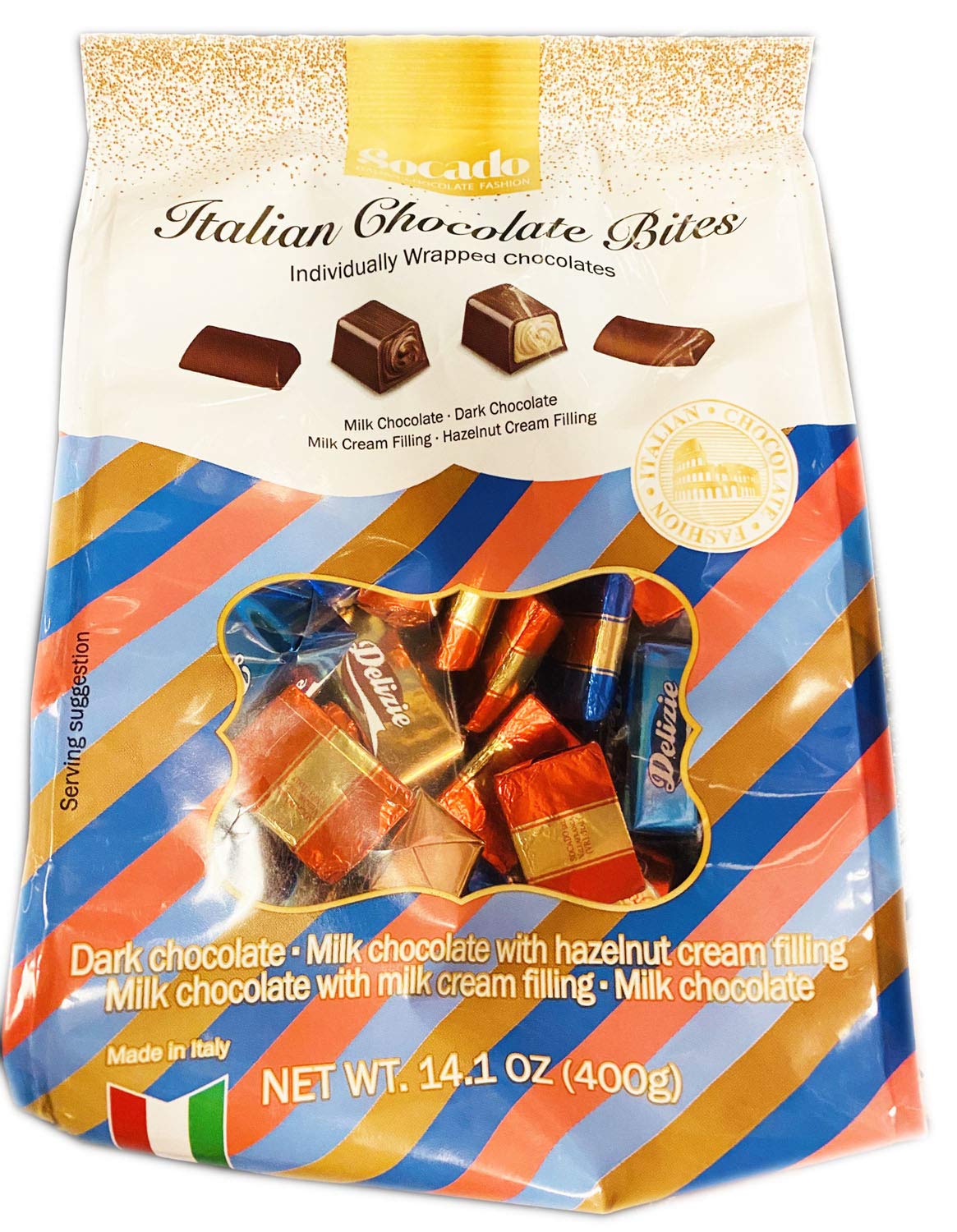 Socado Italian Chocolate Bites 14 Oz 4 Flavors Dark Chocolate ...