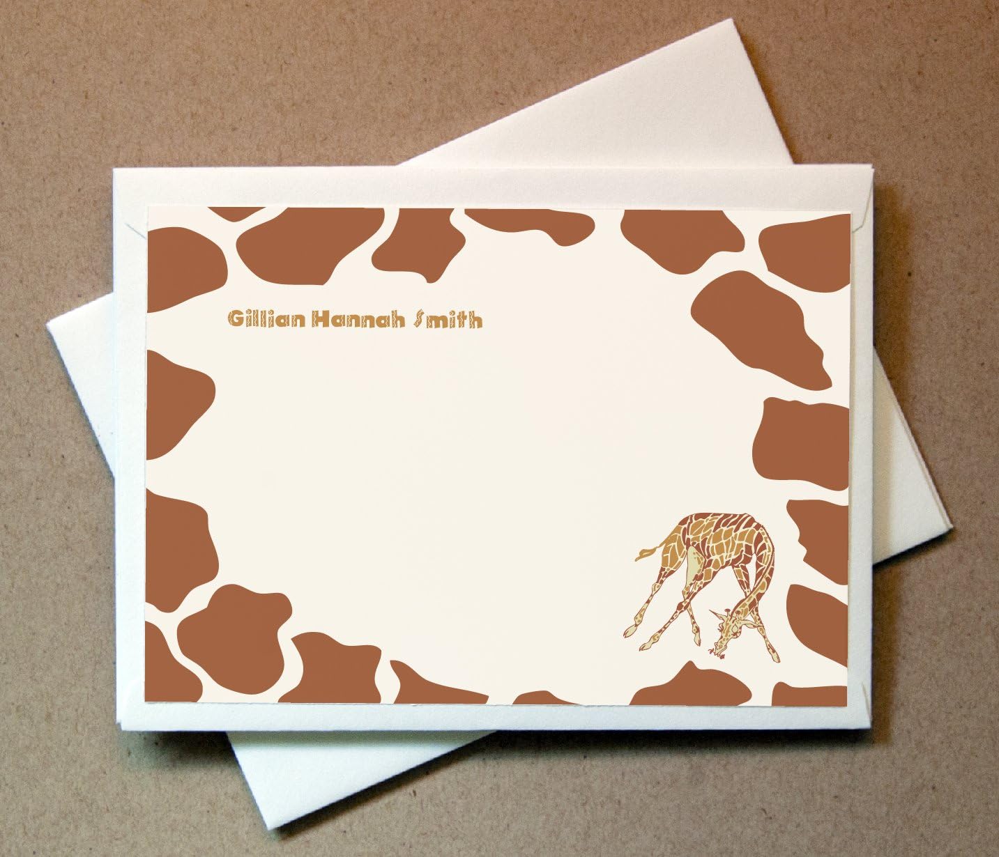 Amazon.com : Personalized Giraffe Note Cards (40 Non-foldover Cards and ...