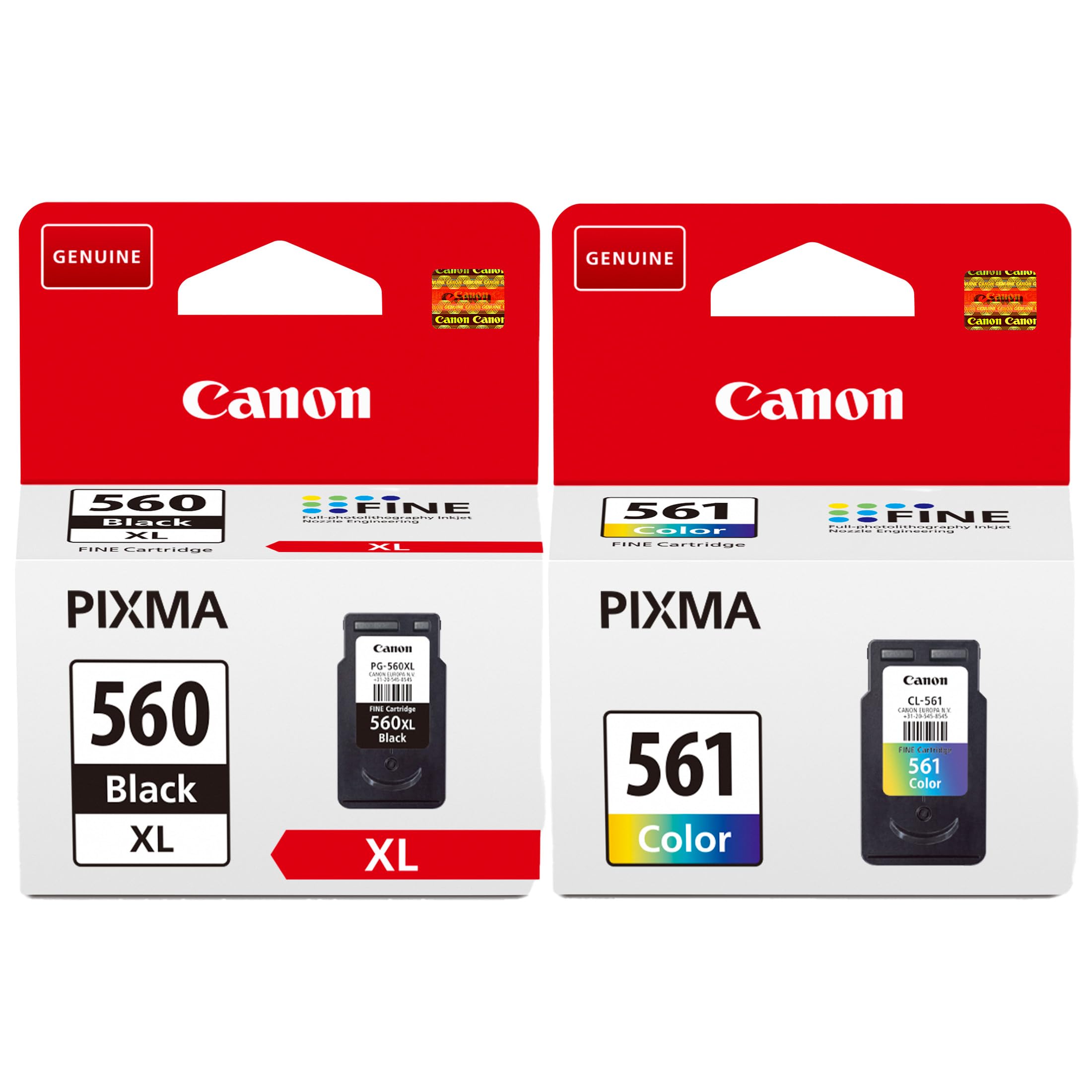 Canon PG-560XL / CL-561 Genuine Ink Cartridges, Pack of 2 (1 x Black, 1 ...