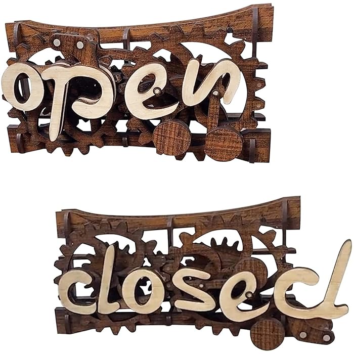 Buy Revolutionary Open-Closed Sign Board,Wooden Gear Mechanism ...