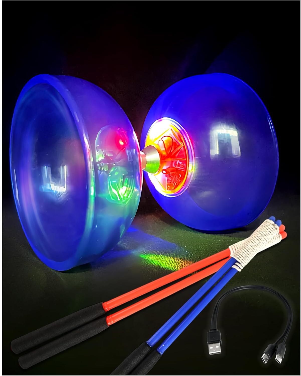 Amazon.com: Rechargeable LED Juggling Diabolo, Translucent Impact ...