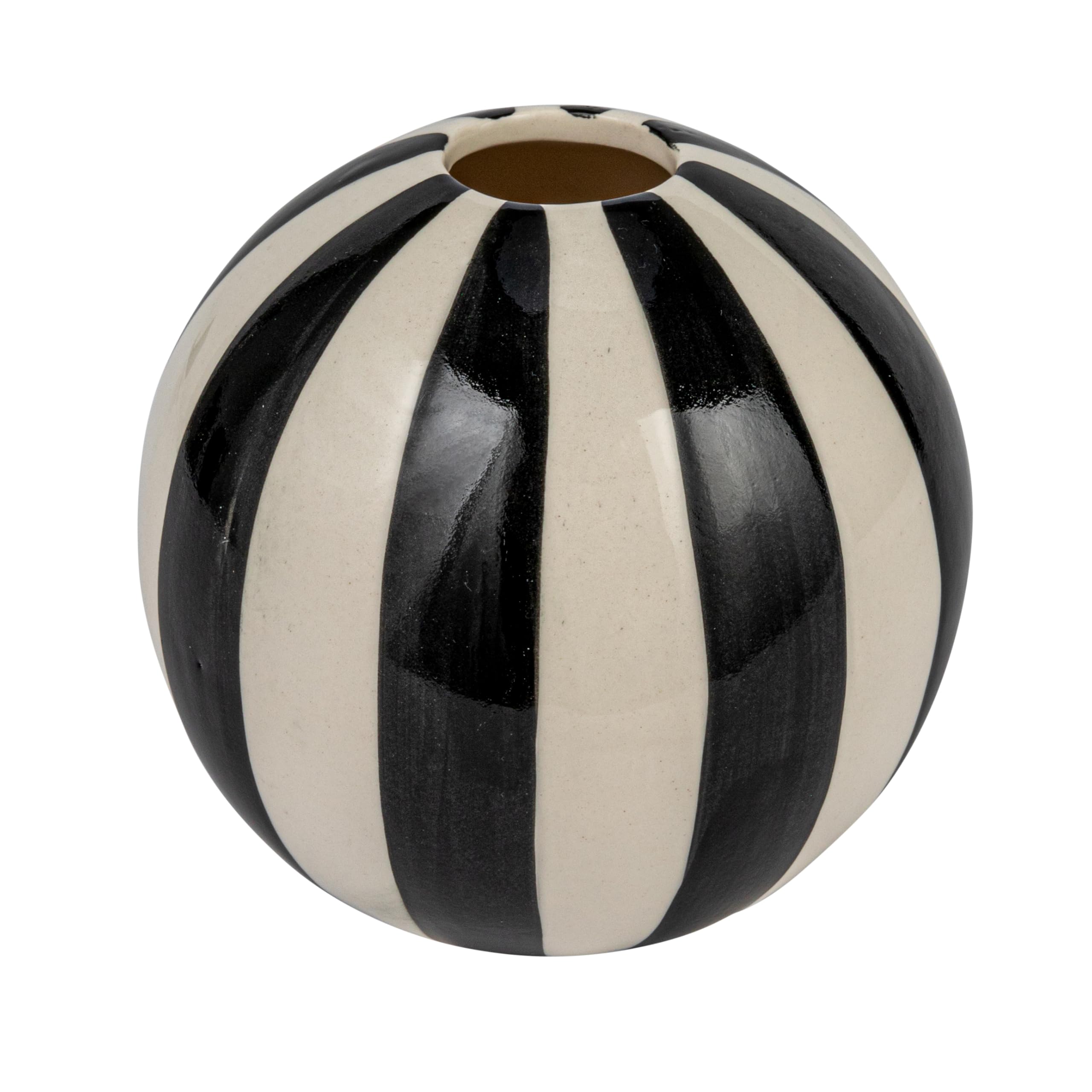 Amazon.com: Bloomingville Round Stoneware Ball Vase with Stripes, Black ...