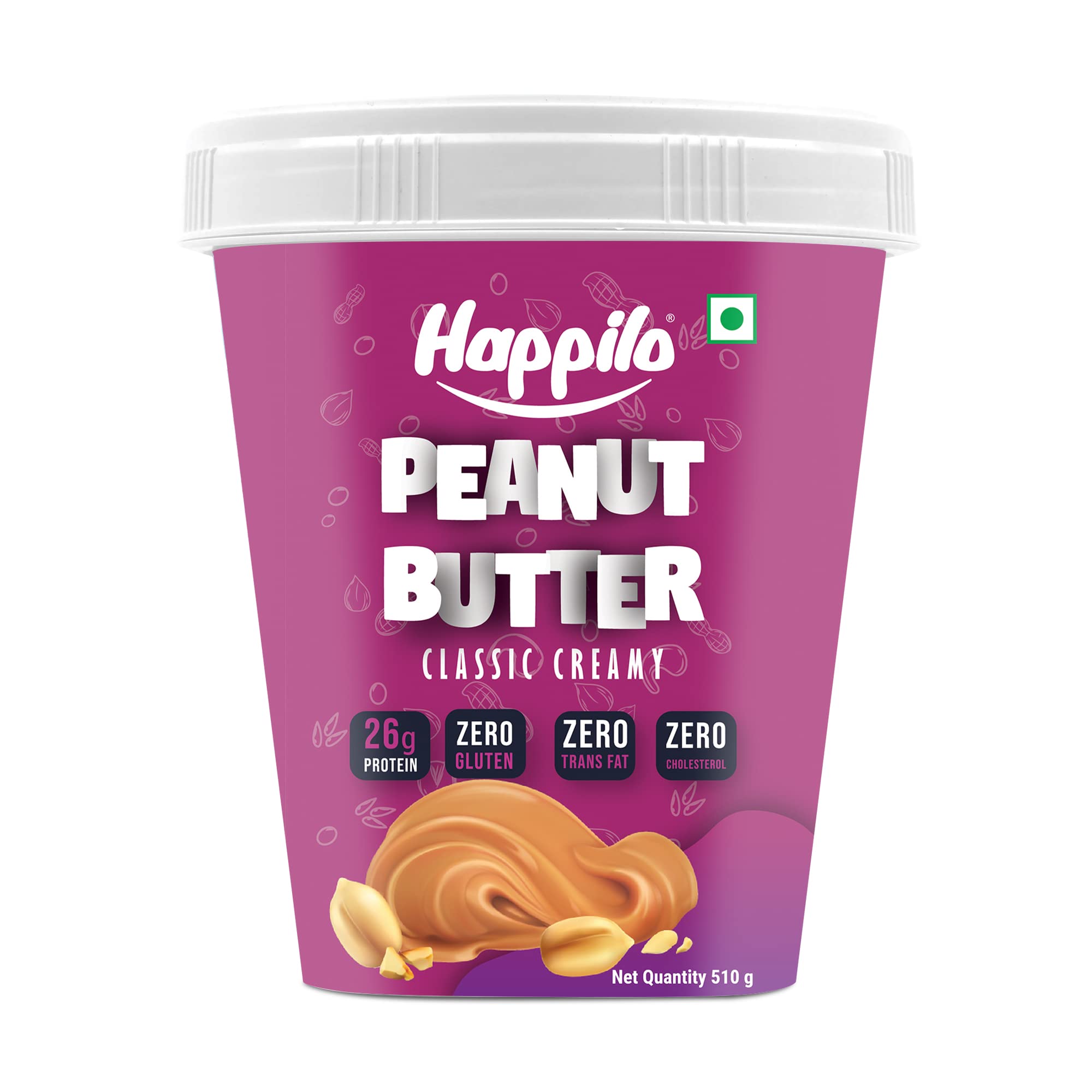 Buy Happilo Classic Peanut Butter Creamy 510g, Protein Rich, Roasted ...