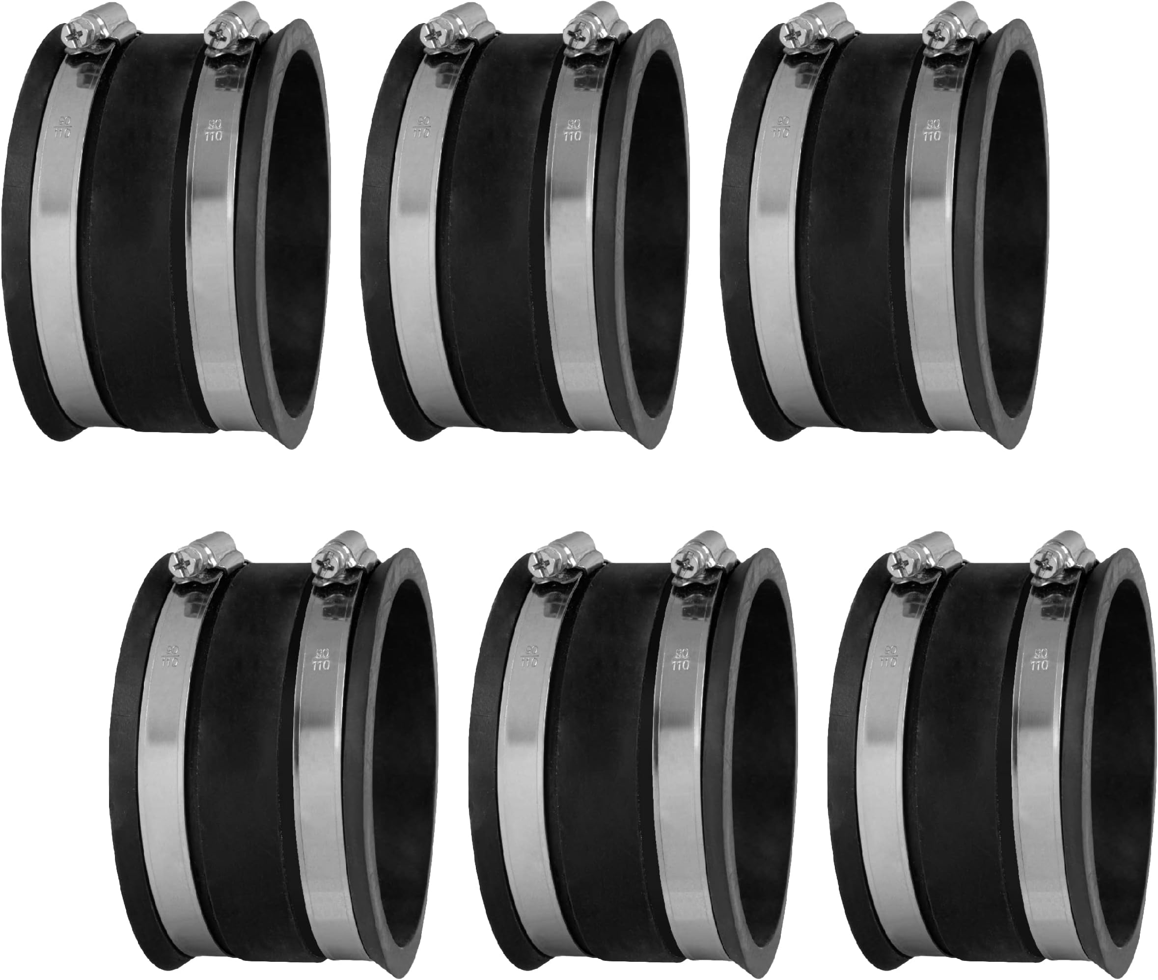 POWERTEC 70149-P6 4 Inch Dust Control Flex Cuff with Steel Hose Clamps ...