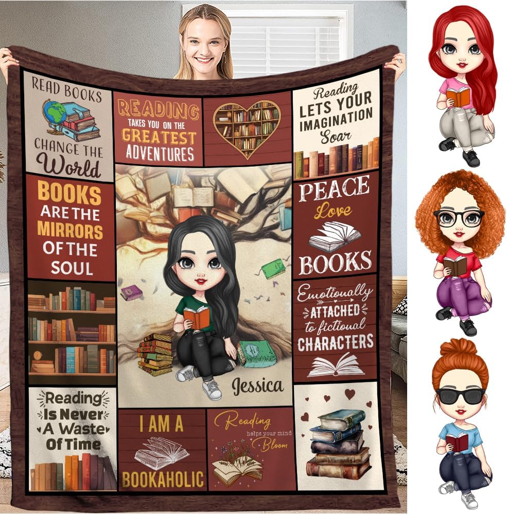 Amazon.com: ONPRINTS Personalized Book Blanket - Just A Girl Who Loves ...