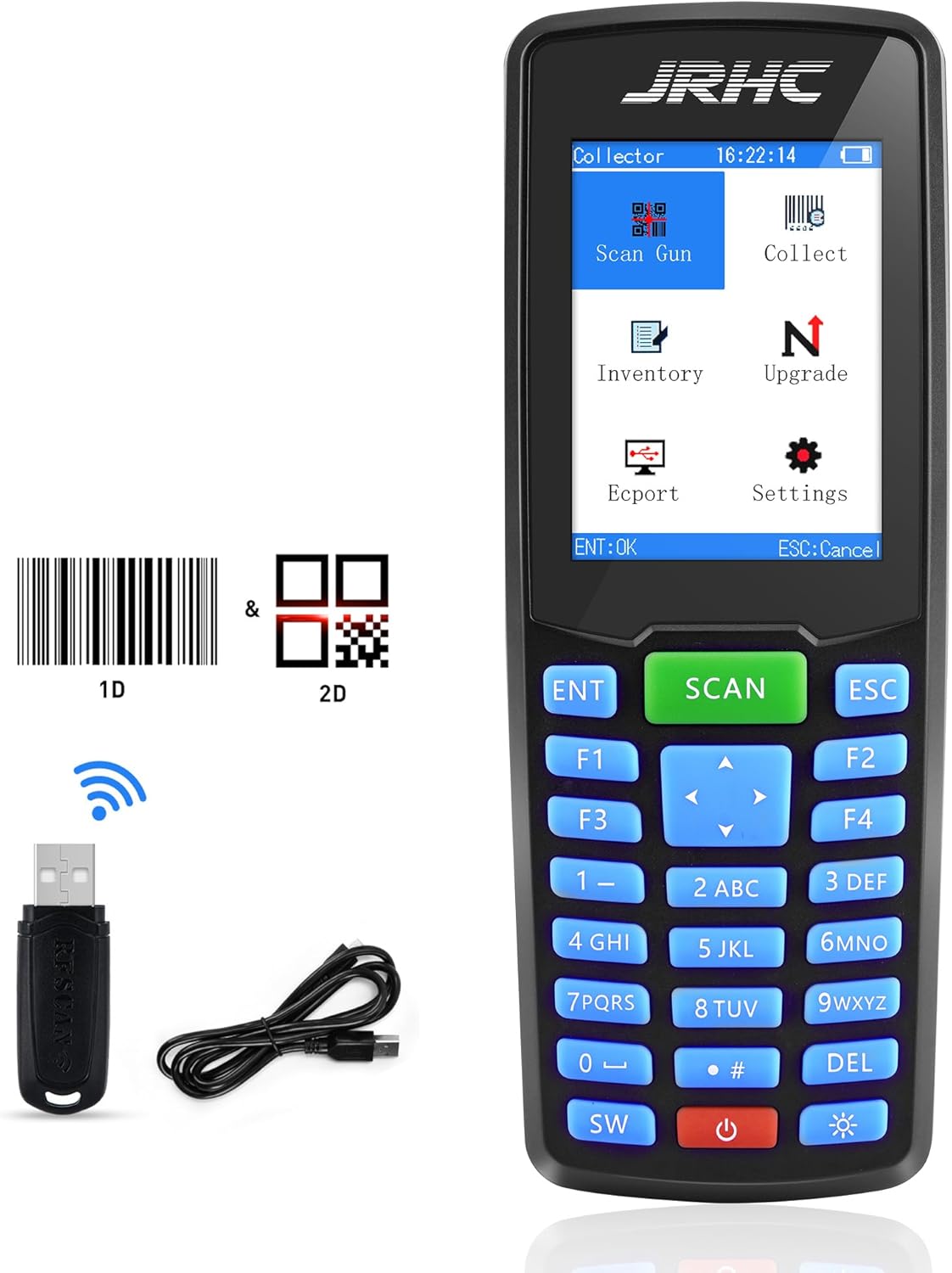 Amazon.com: 1D 2D Barcode Scanner Wireless, JRHC Portable Inventory ...