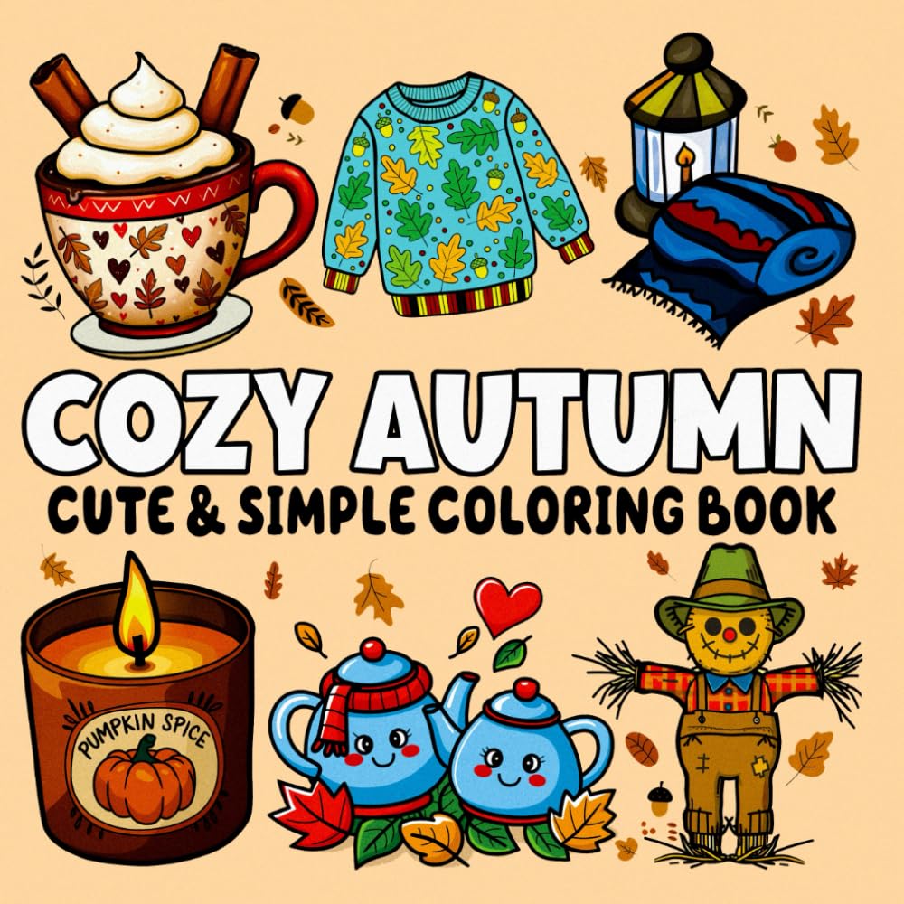 Cozy Autumn: Cute and Simple Coloring Books for Adults & Teens ...
