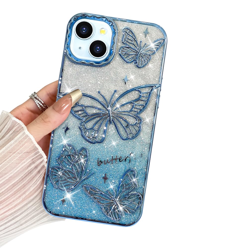 Amazon.com: BITOBE Designed for iPhone 15 Plus, Cute 3D Butterfly Case Slim Plating Glitter ...