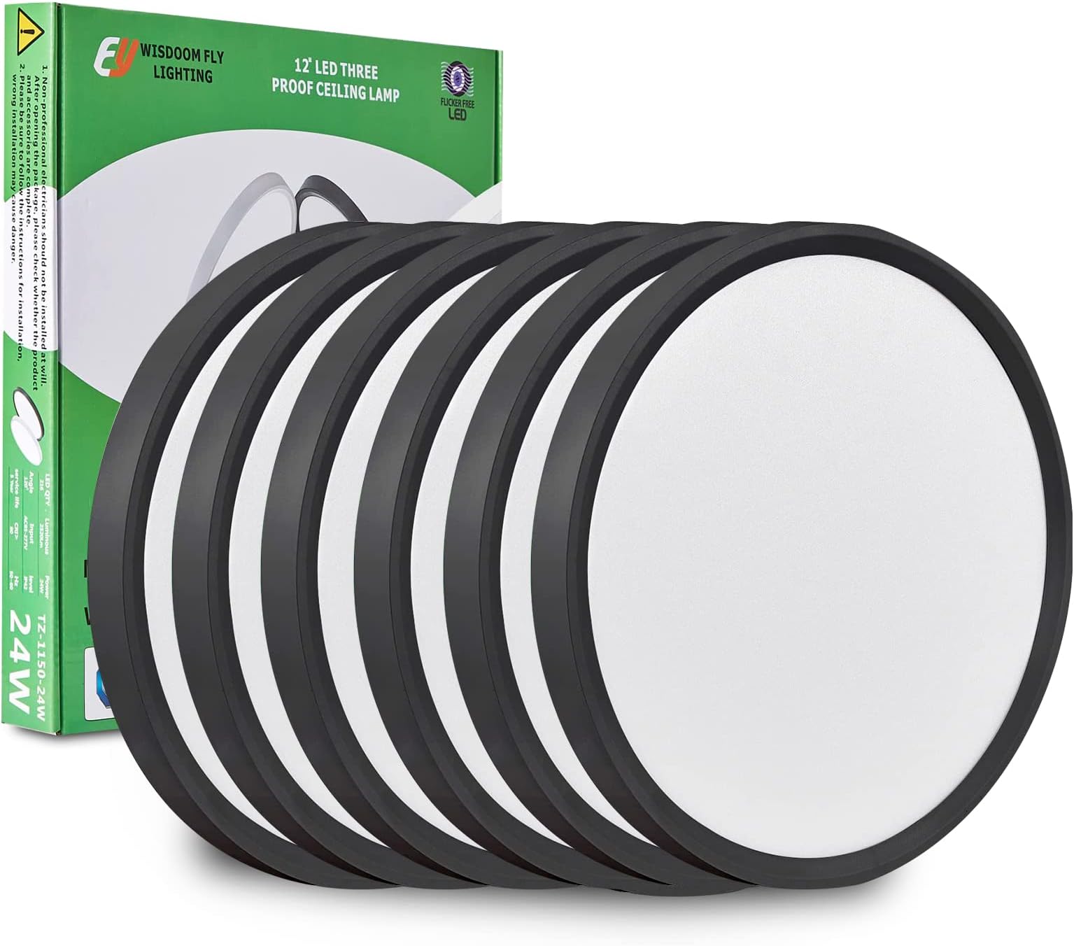 6PK 12 Inch LED Flush Mount Ceiling Light,24W, 2520LM, 3000K/4000K ...