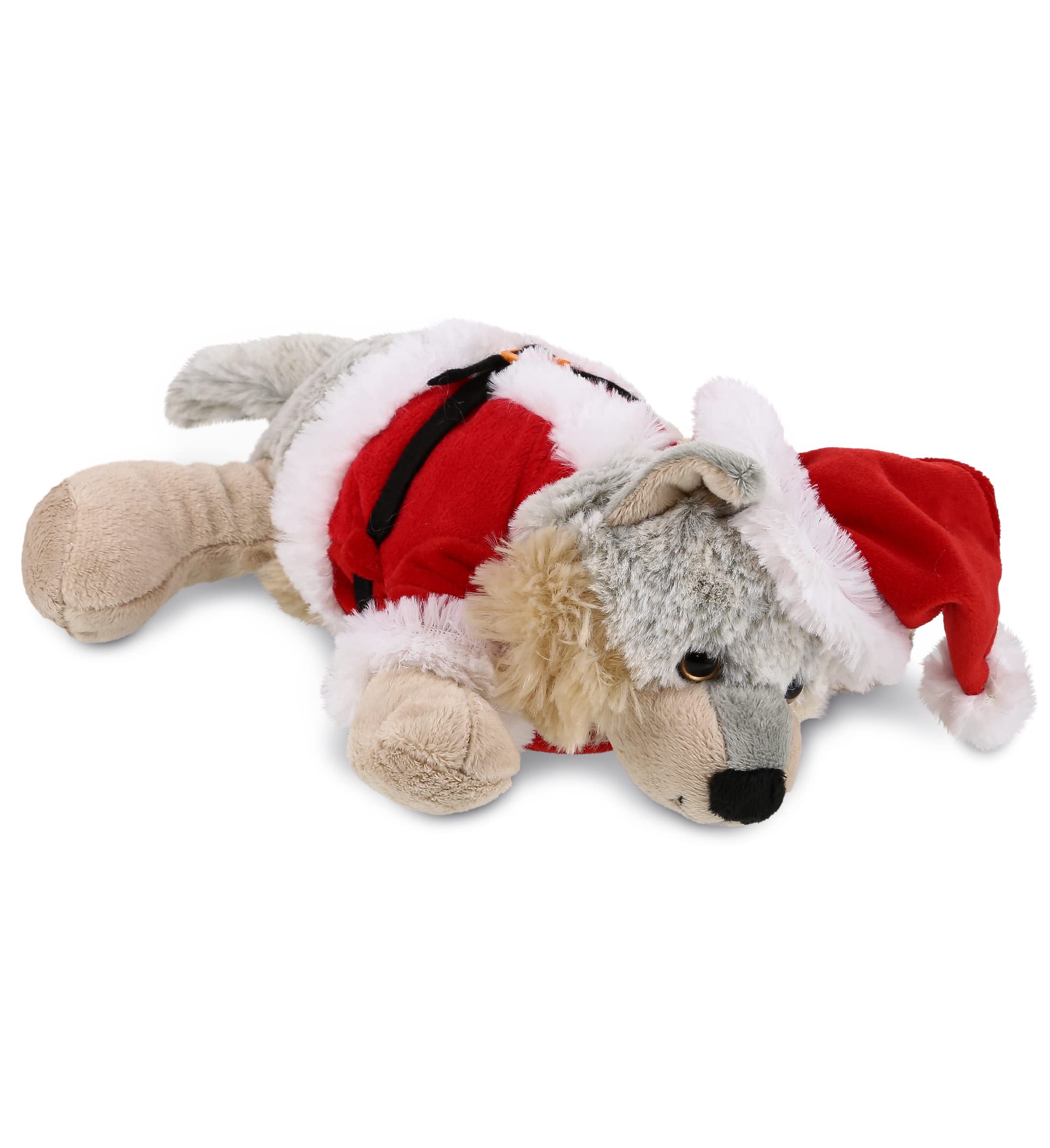 Amazon.com: DolliBu Santa Wolf Stuffed Animal Plush Toy - Super Soft ...