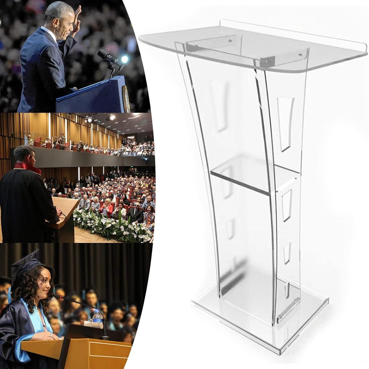 Amazon.com: Clear Acrylic Lectern Podium, Portable Church Pulpit Stand ...