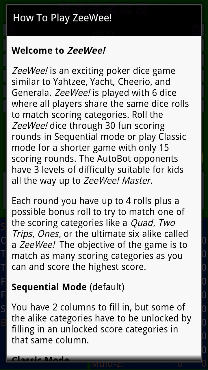 ZeeWee! Dice FREE (for Android) - App on Amazon Appstore