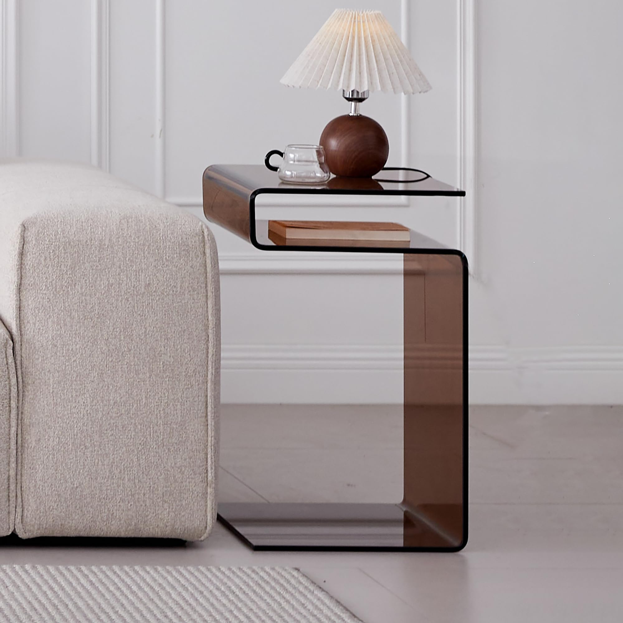 Amazon.com: Glass Nightstand,Side Table,S-Shaped End Table for Living ...