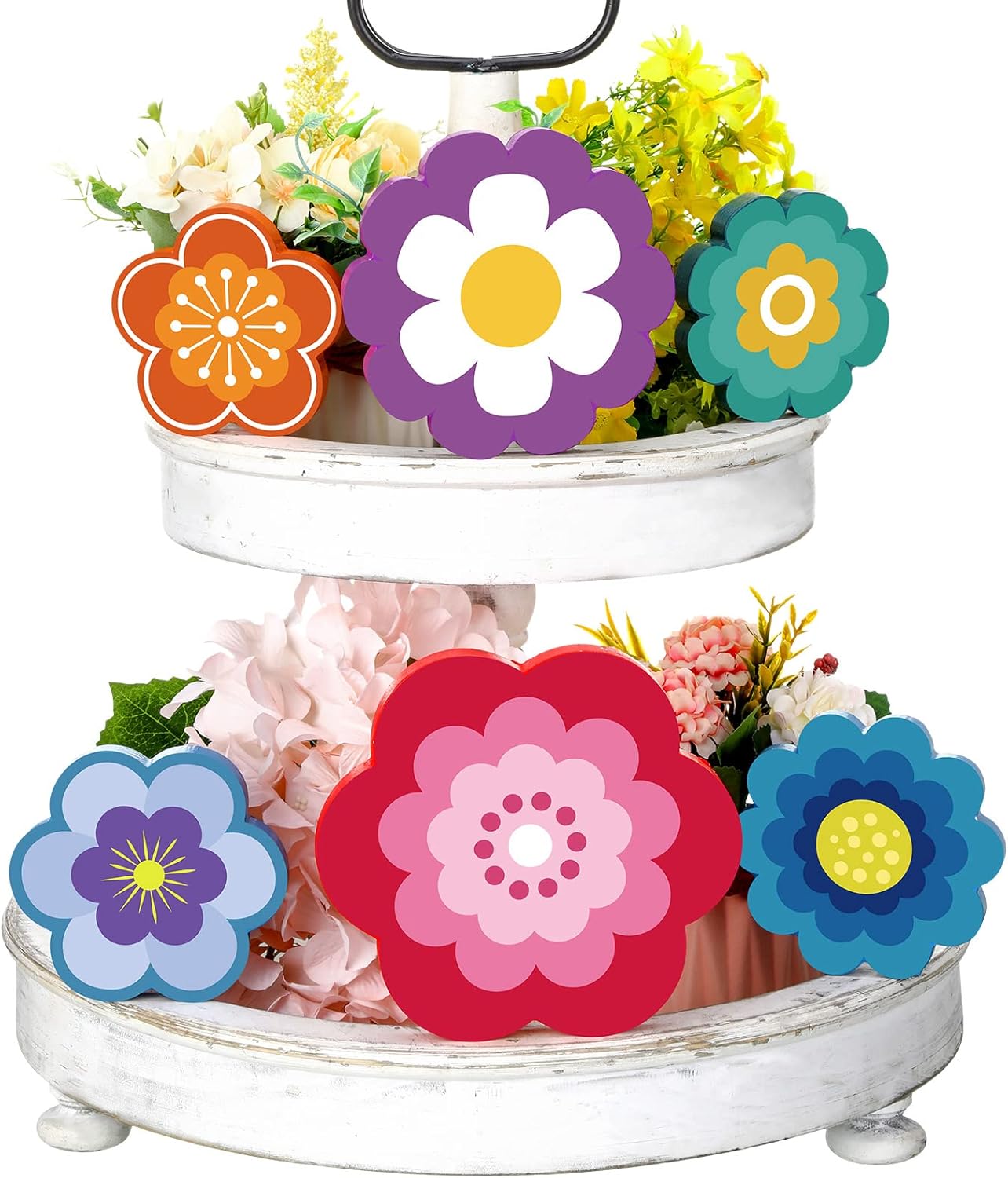 Amazon.com: 6 Pieces Flower Signs Spring Flower Wooden Blocks 3D Floral ...