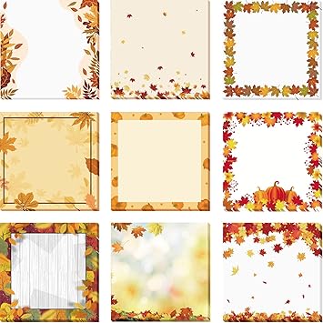 Amazon.com : 9 Pieces Fall Sticky Notes 3x3 Inch Cute Fall Pumpkin ...