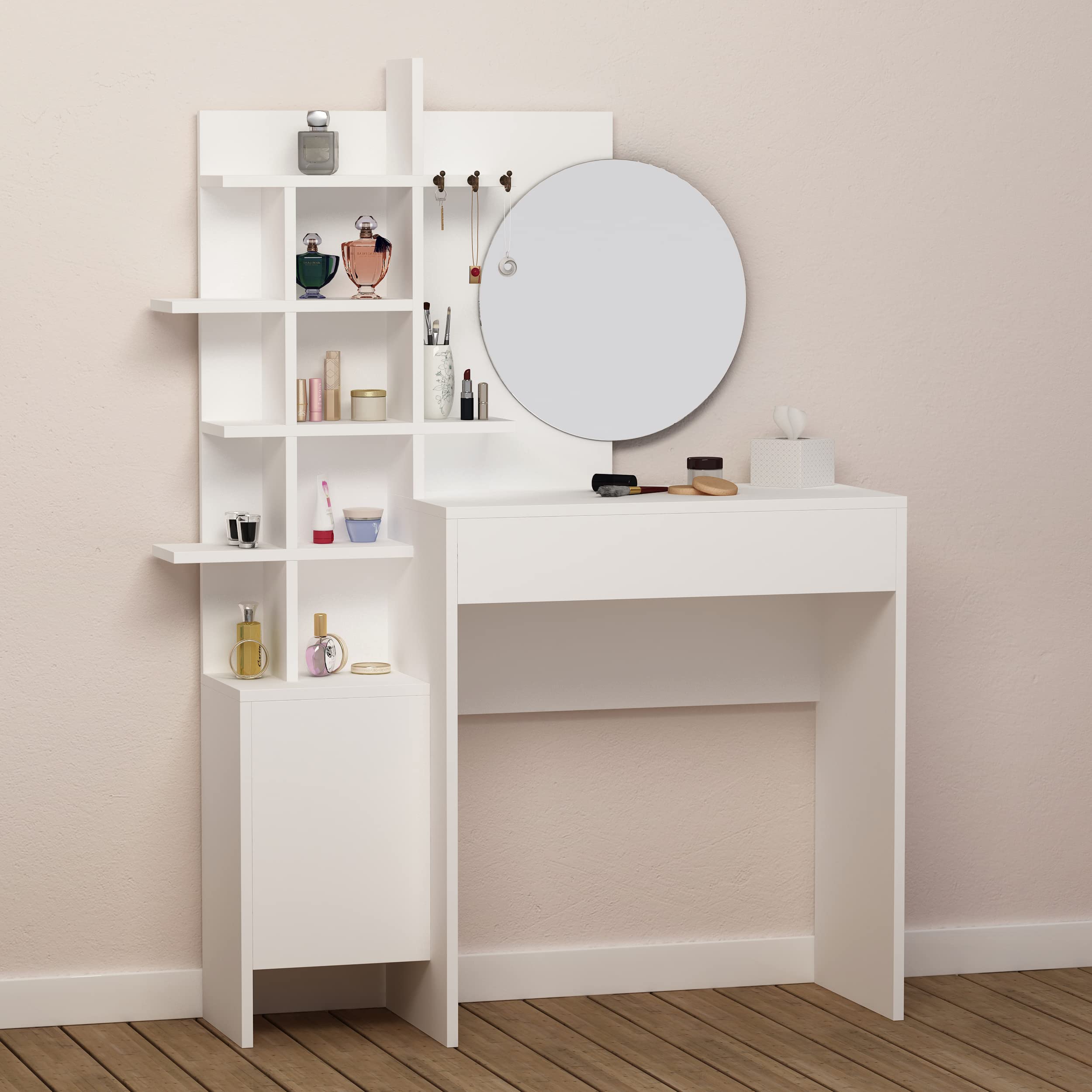 GFW Freyja Dressing Table Set White. Make Up & Hair Vanity Table With ...