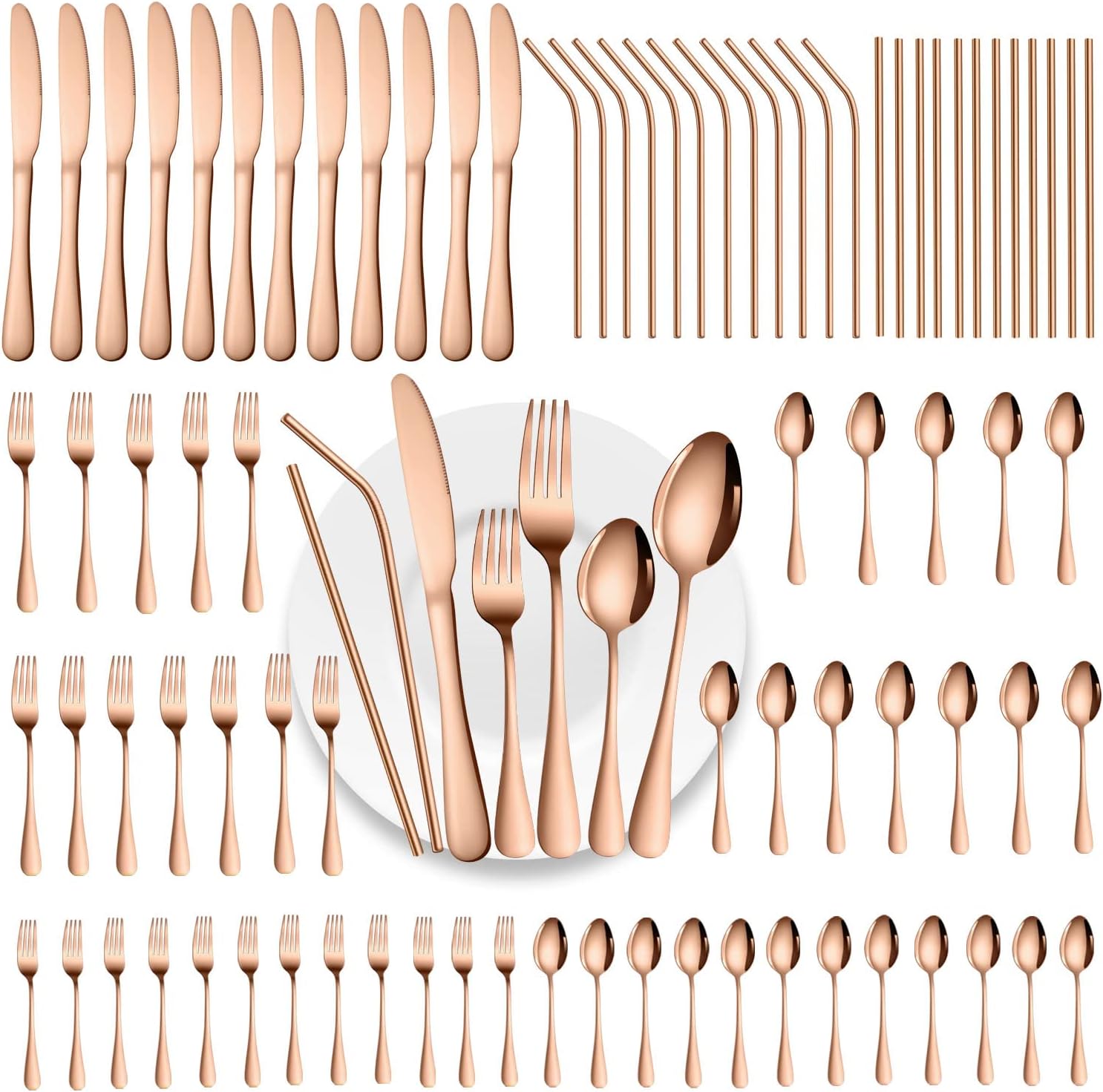 Amazon.com | Bisda Copper Silverware Set, 20 Piece Premium 18/8 ...