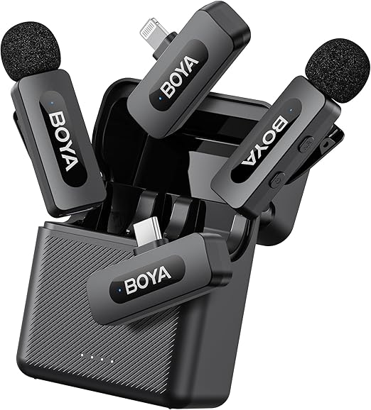 BOYA BY-V3 Combo Wireless Microphone for iPhone Android Smartphone,100M ...