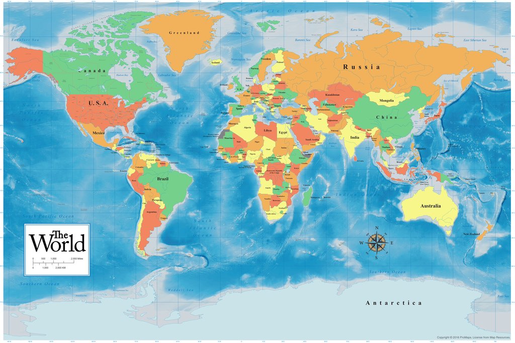 Amazon.com: Official 2023 World Map Classroom Reference Chart Vibrant ...