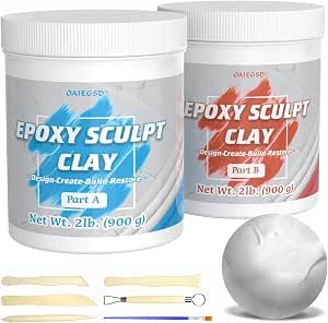Amazon.com: White Epoxy Sculpt Clay, 4 Pound Self-Hardening AB Epoxy ...