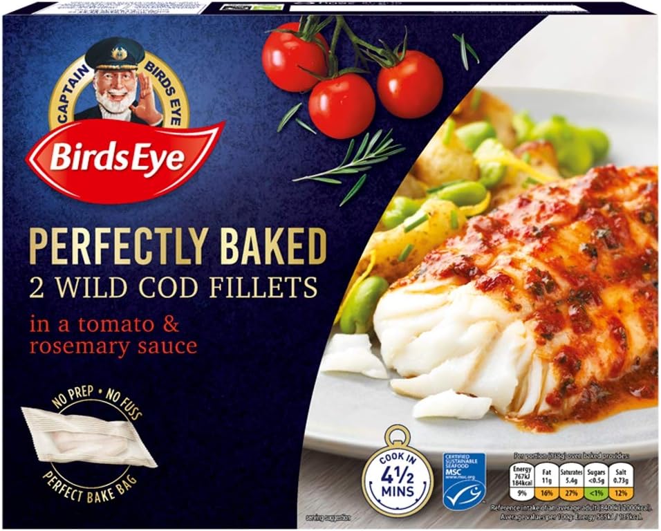 Birds Eye Wild Cod Fillets in Tomato & Rosemary Sauce, 260g (Frozen ...
